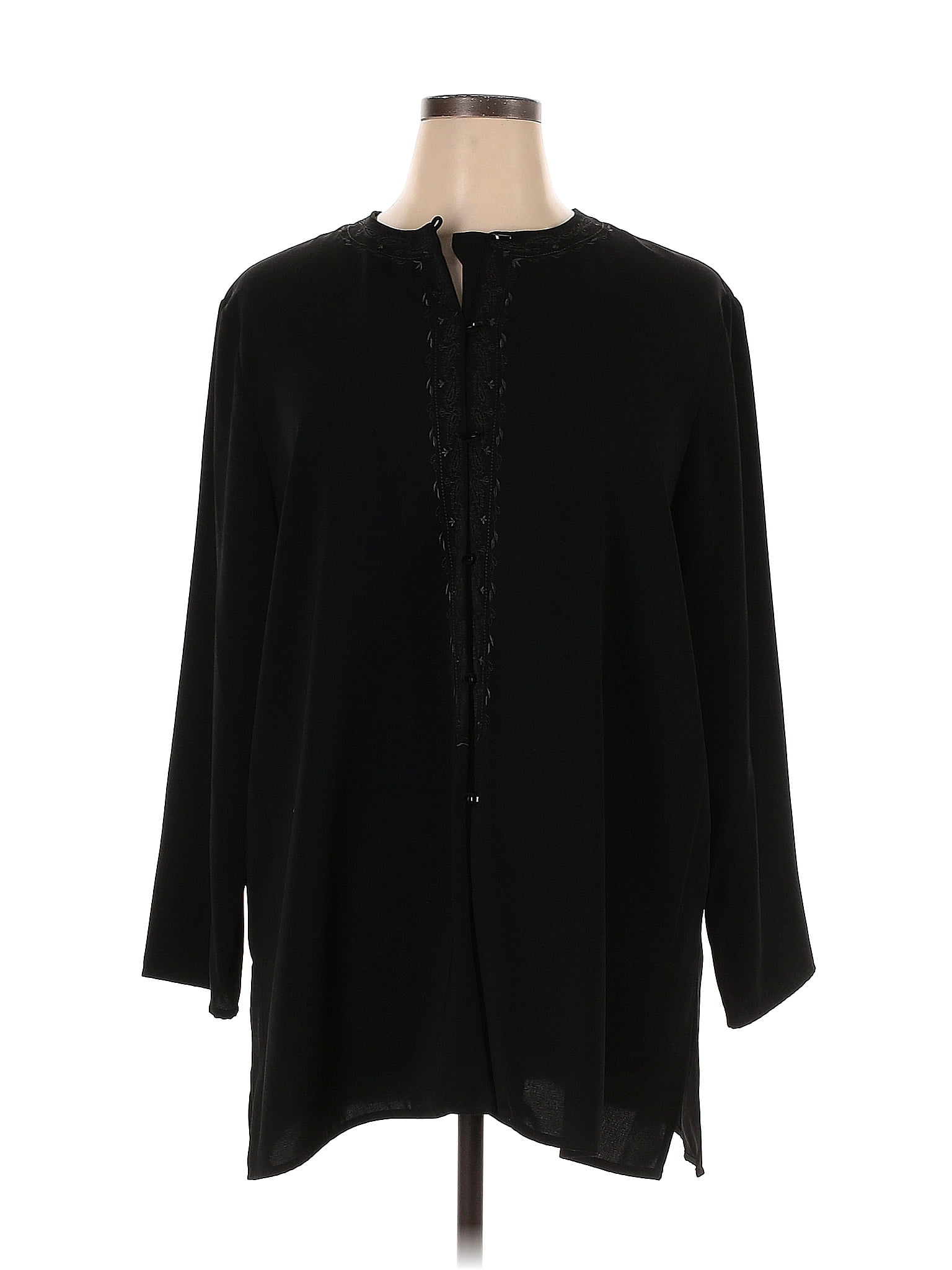 Maggie Mcnaughton 100 Polyester Solid Black Long Sleeve Blouse Size 1x