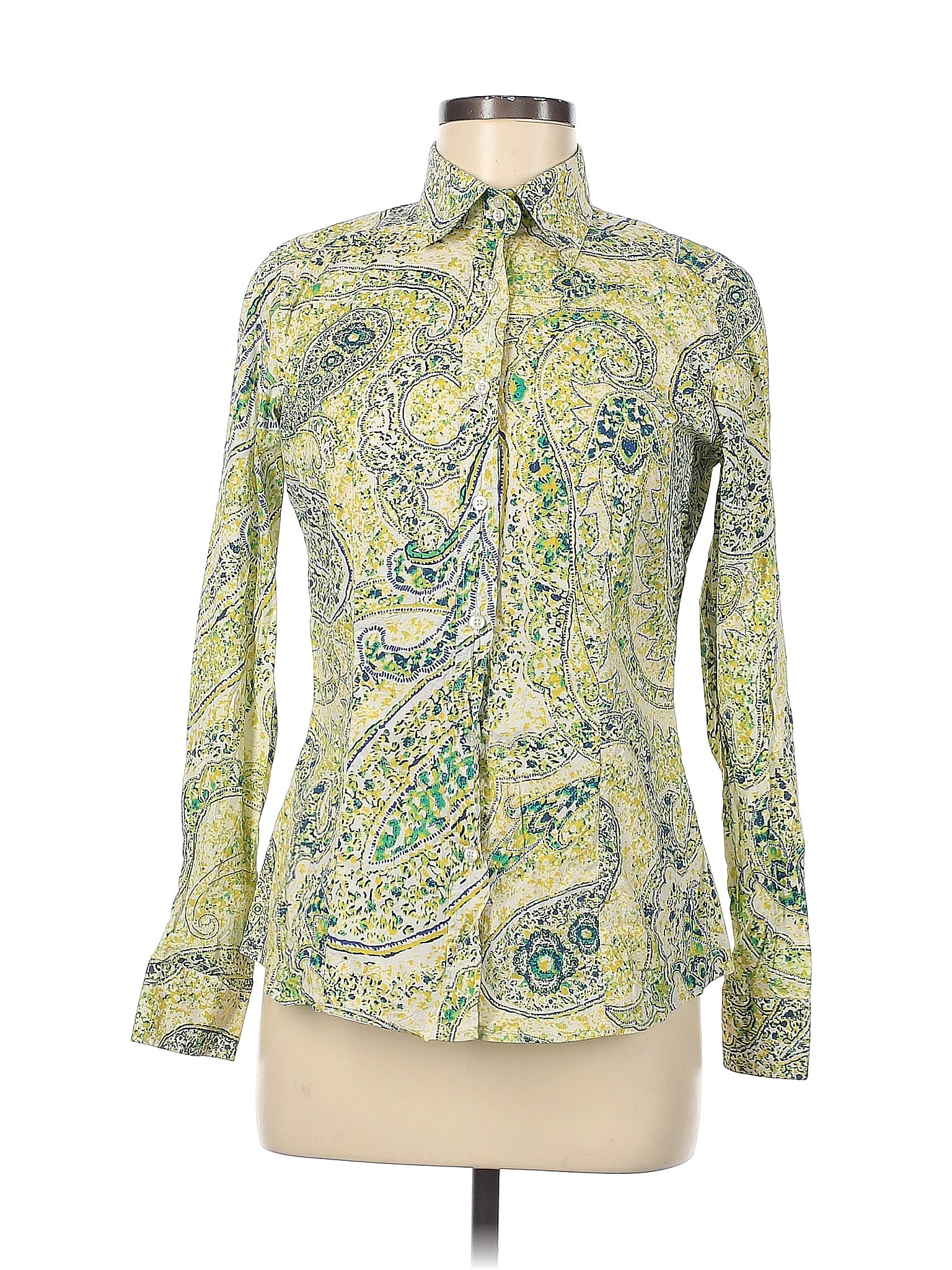 ETRO Paisley Yellow Green Long Sleeve Button-Down Shirt Size 44 (IT ...