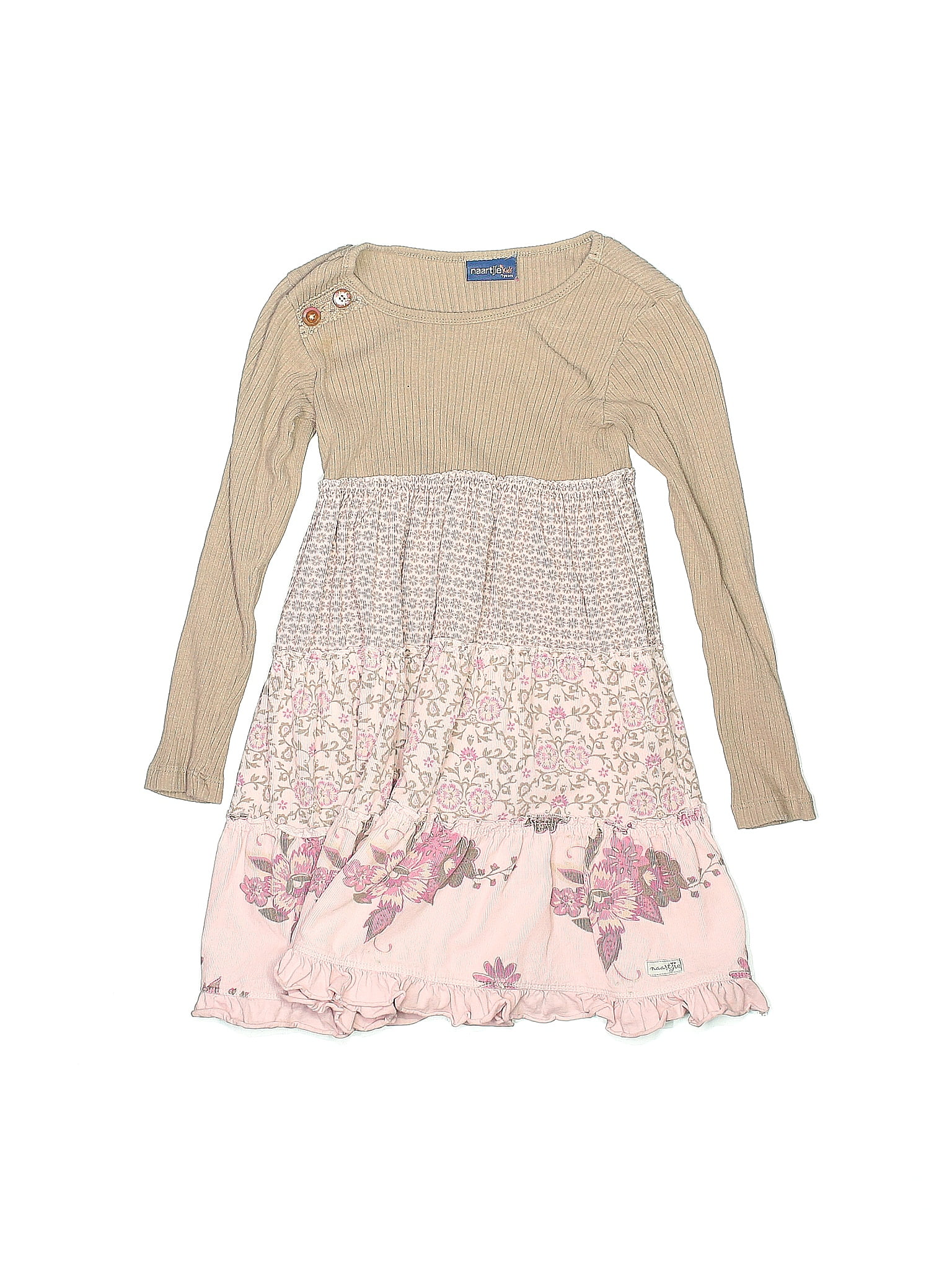Naartjie Kids 100% Cotton Floral Tan Dress Size 7 - 33% off | ThredUp