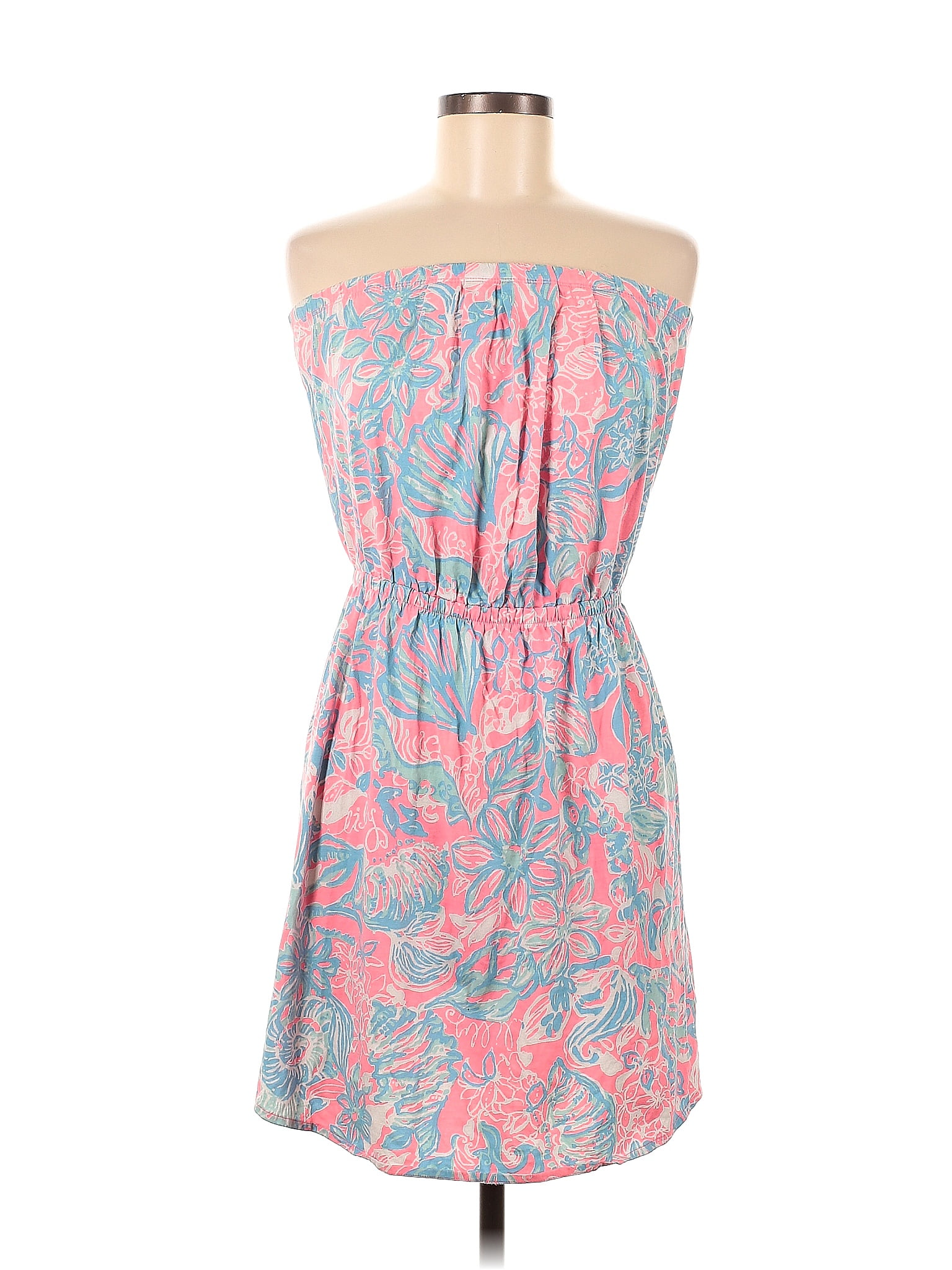 Lilly Pulitzer 100 Pima Cotton Multi Color Pink Casual Dress Size M