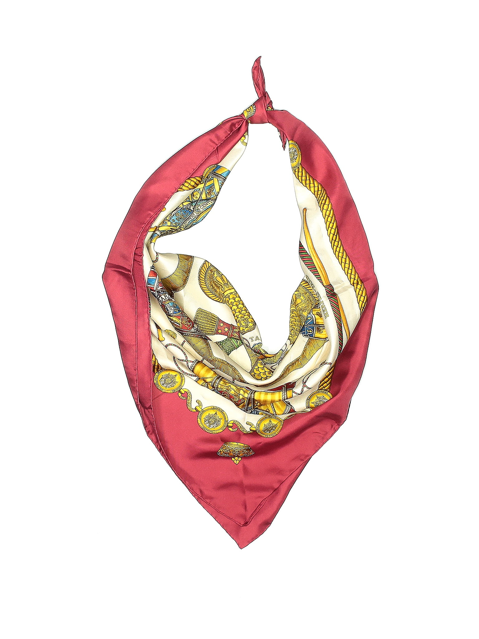 Hermès 100% Silk Multi Color Red Les Tambours Silk Scarf 90cm One Size ...