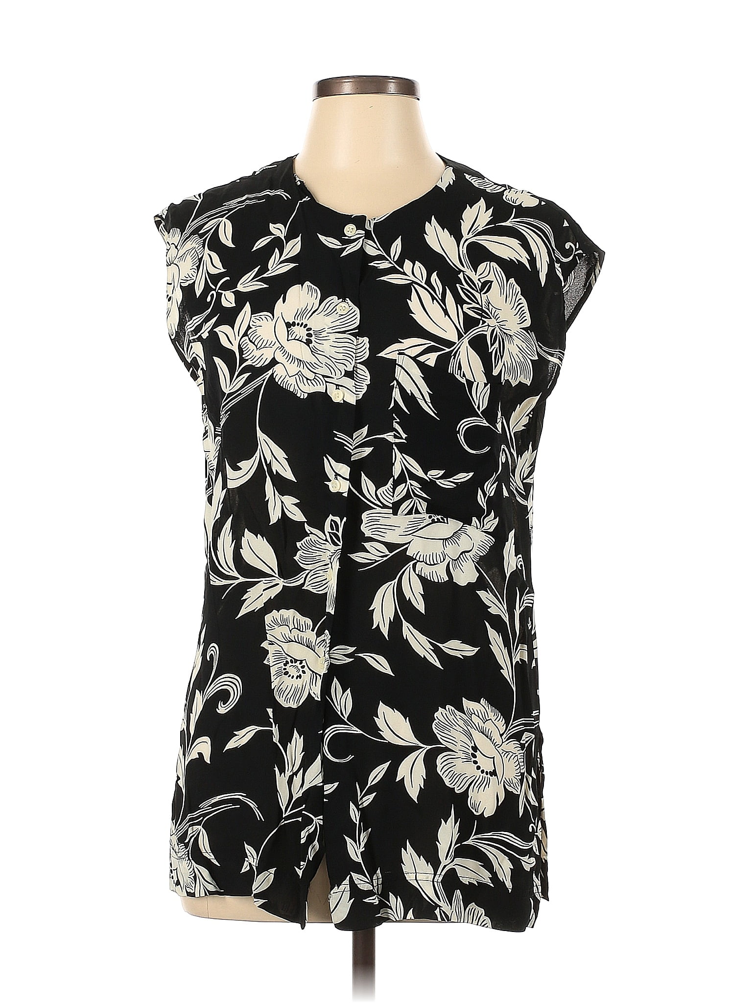 Jones New York 100% Rayon Black Short Sleeve Blouse Size 12 - 85% off ...