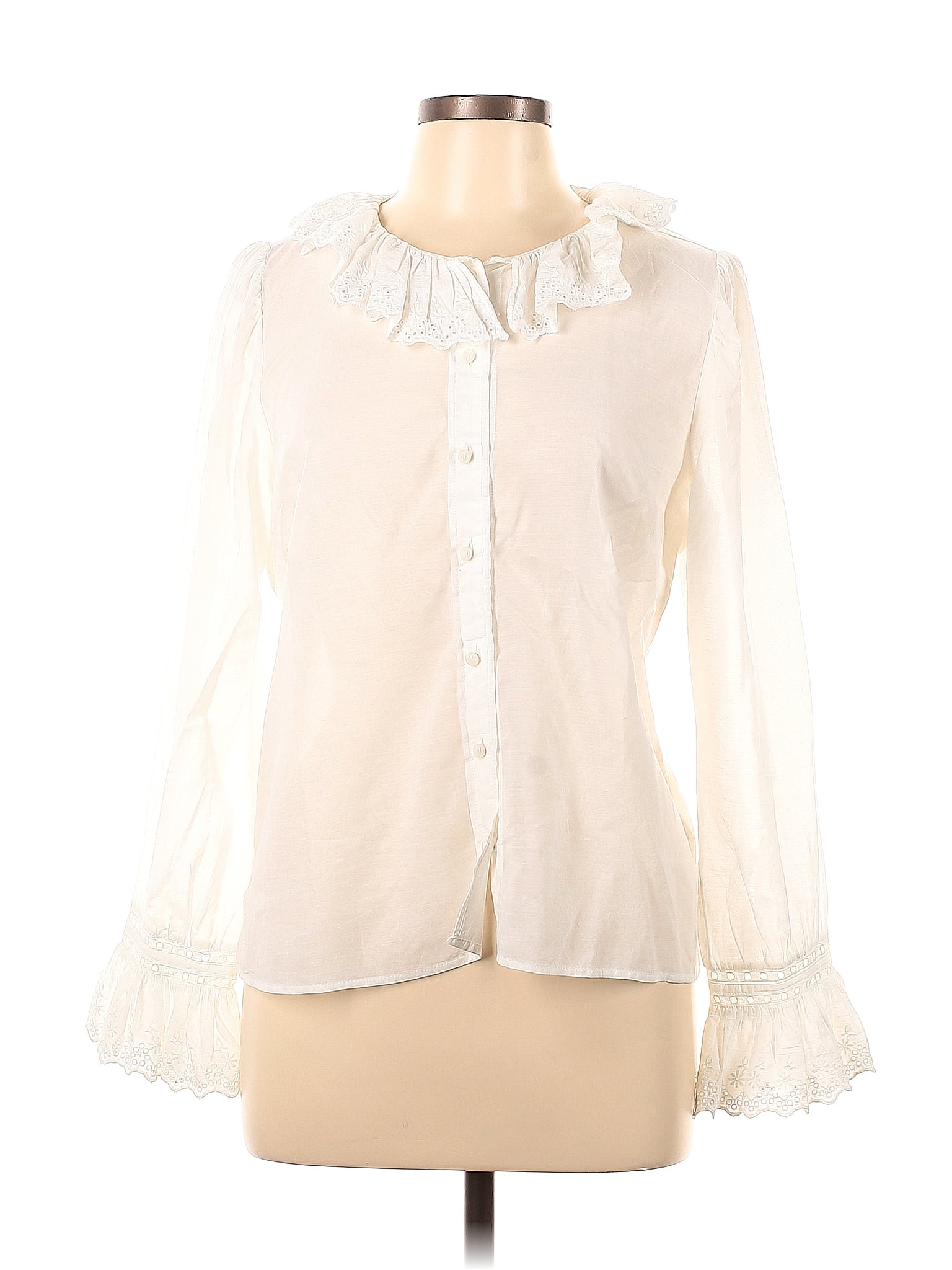 J.Crew Ivory Long Sleeve Button-Down Shirt Size 10 - 75% off | ThredUp