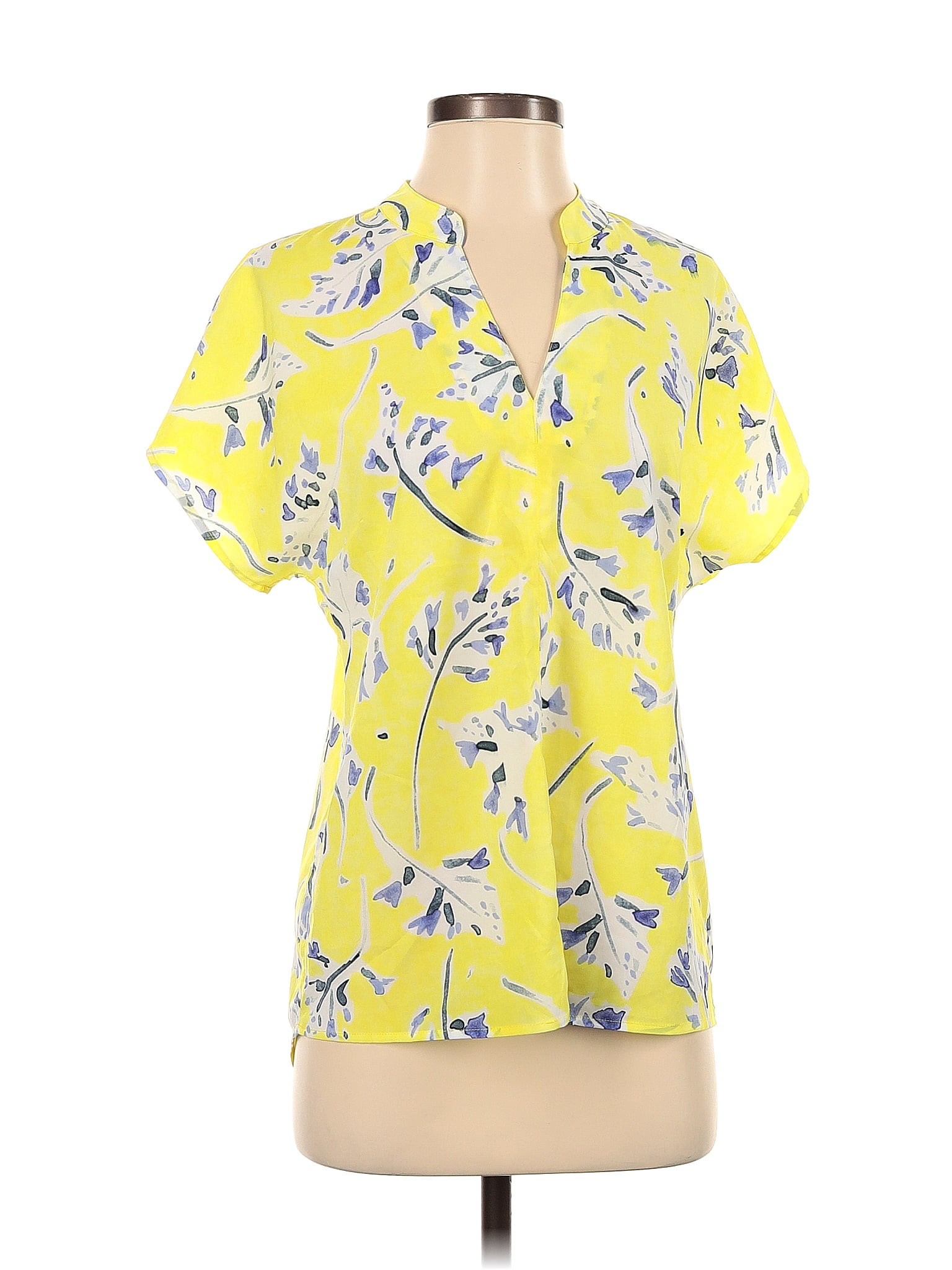 Cabi 100 Polyester Floral Yellow Short Sleeve Blouse Size Xs 47 Off
