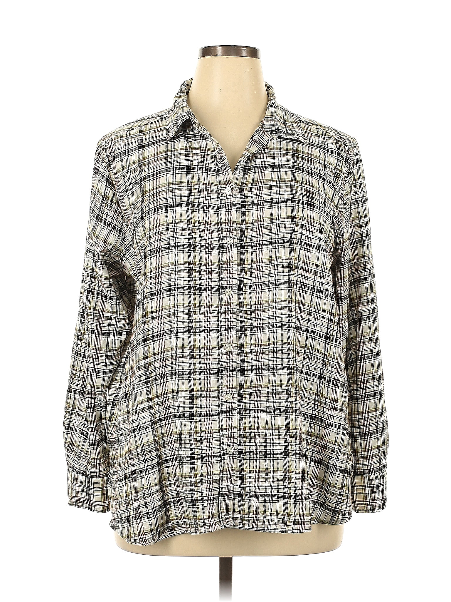 Ann Taylor LOFT Plaid Gray Long Sleeve Button-Down Shirt Size XL - 70% off | ThredUp