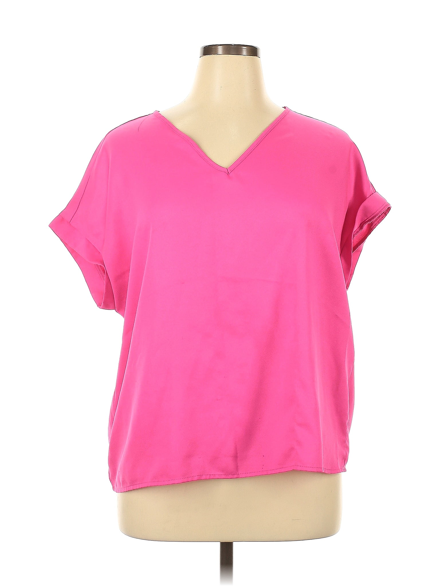 Shein 100 Polyester Pink Short Sleeve Blouse Size Xl 54 Off Thredup