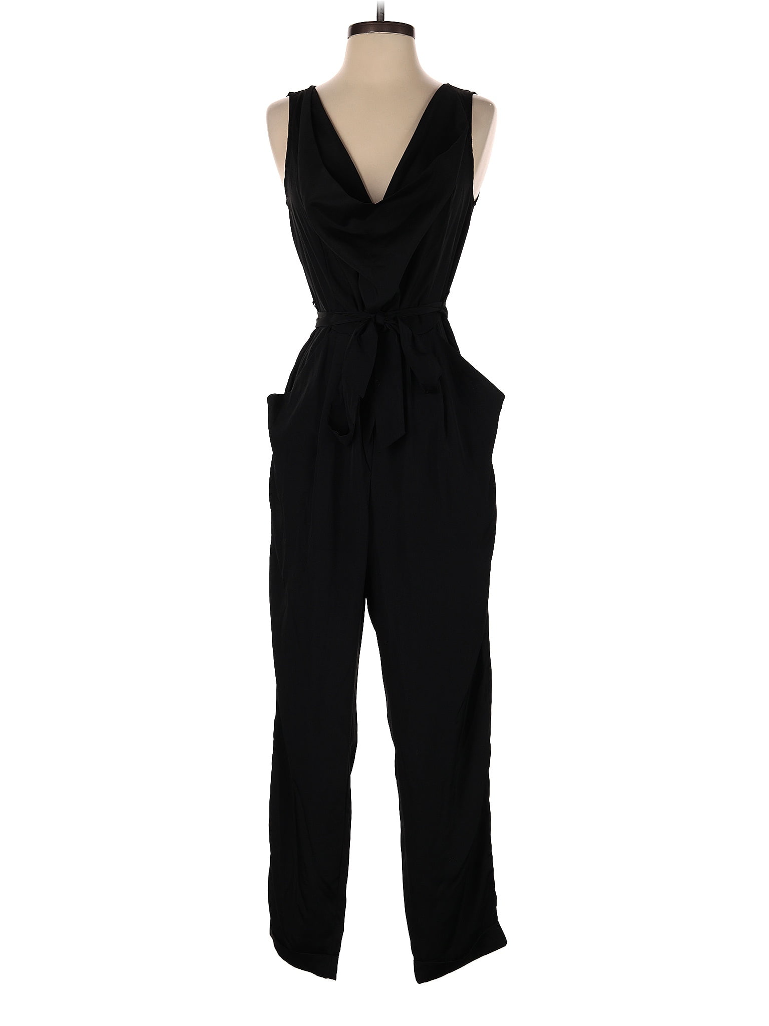 Miss Tina by Tina Knowles 100% Polyester Solid Black Jumpsuit Size 4 ...