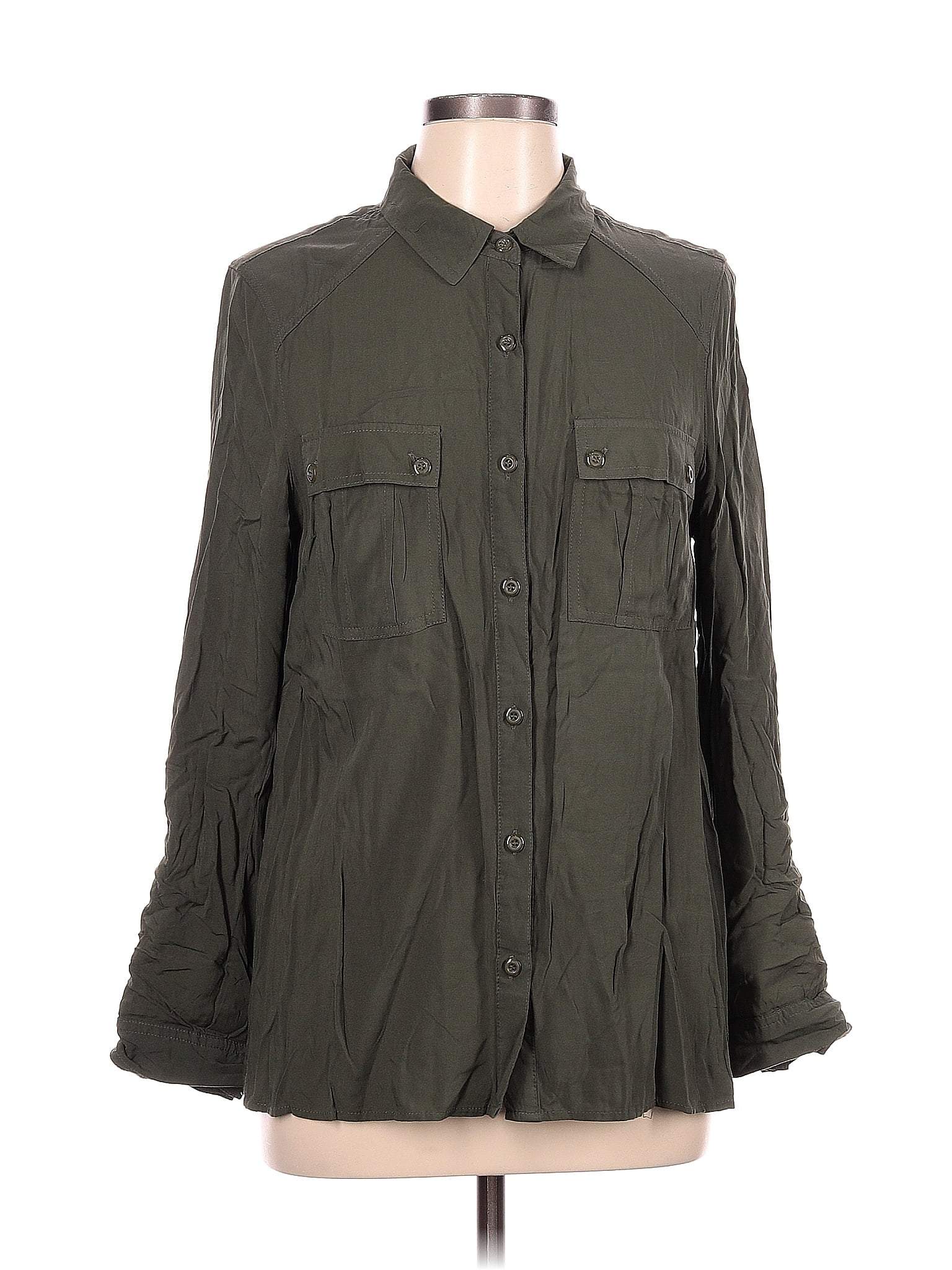 My Bajee Collection by Be Cool 100% Cotton Green Long Sleeve Button ...