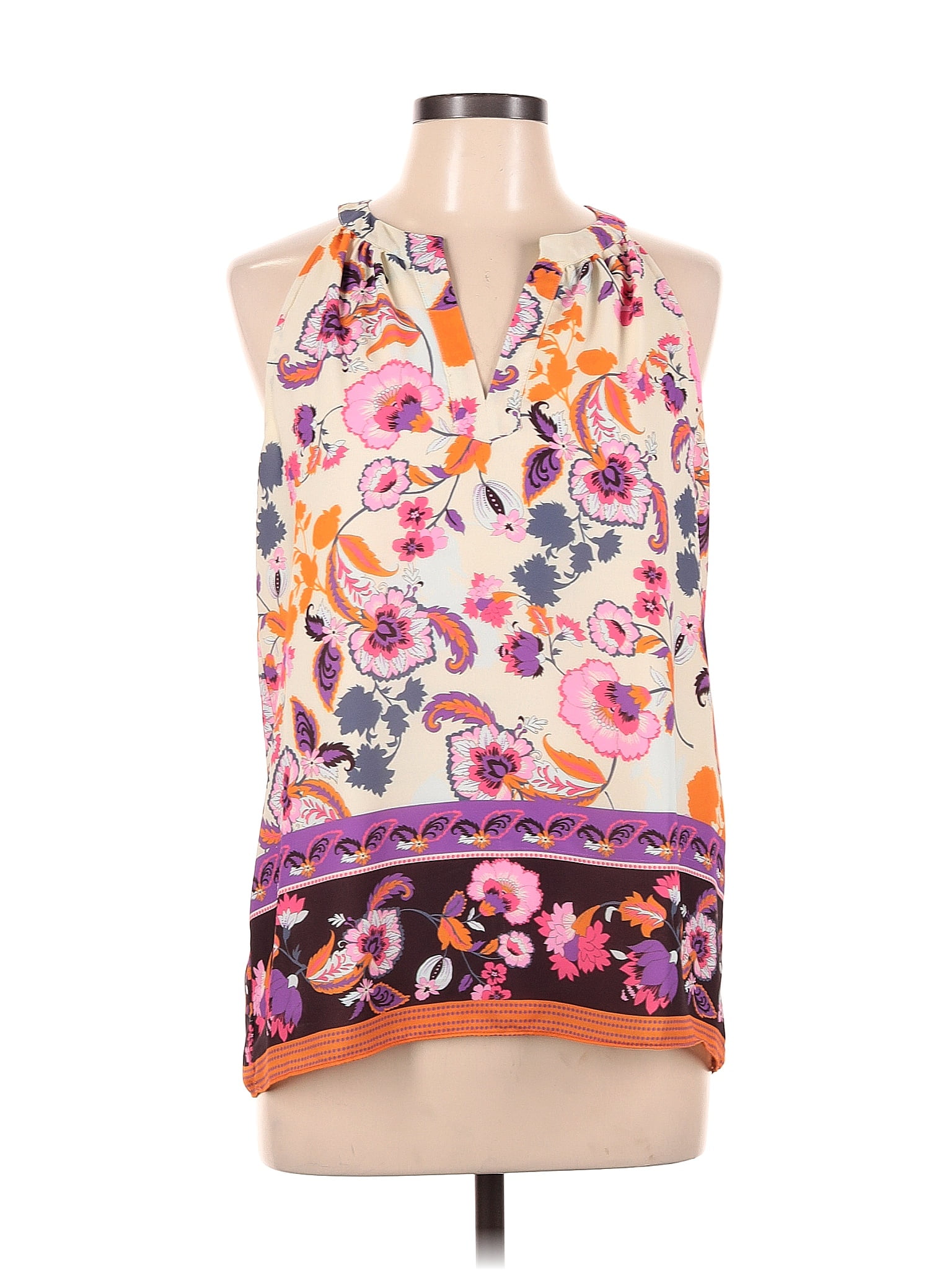 Tabitha Webb 100% Polyester Floral Purple Sleeveless Blouse Size M - 82 ...