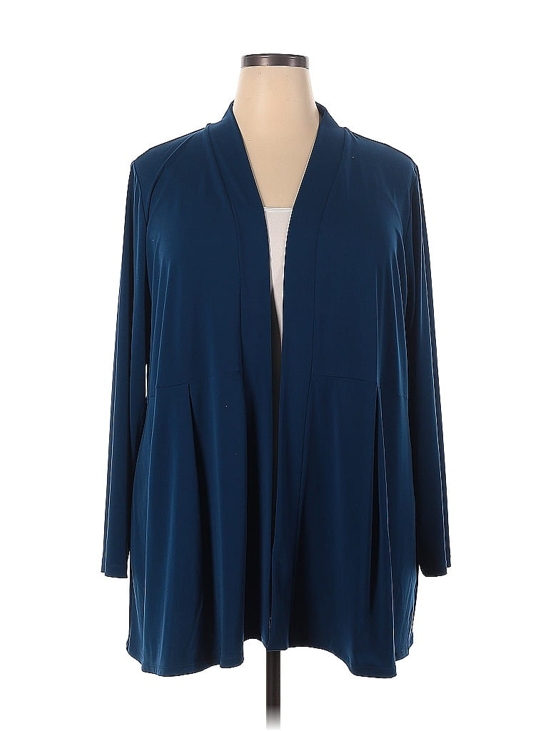 Susan Graver Solid Blue Cardigan Size 2x Plus 63 Off Thredup