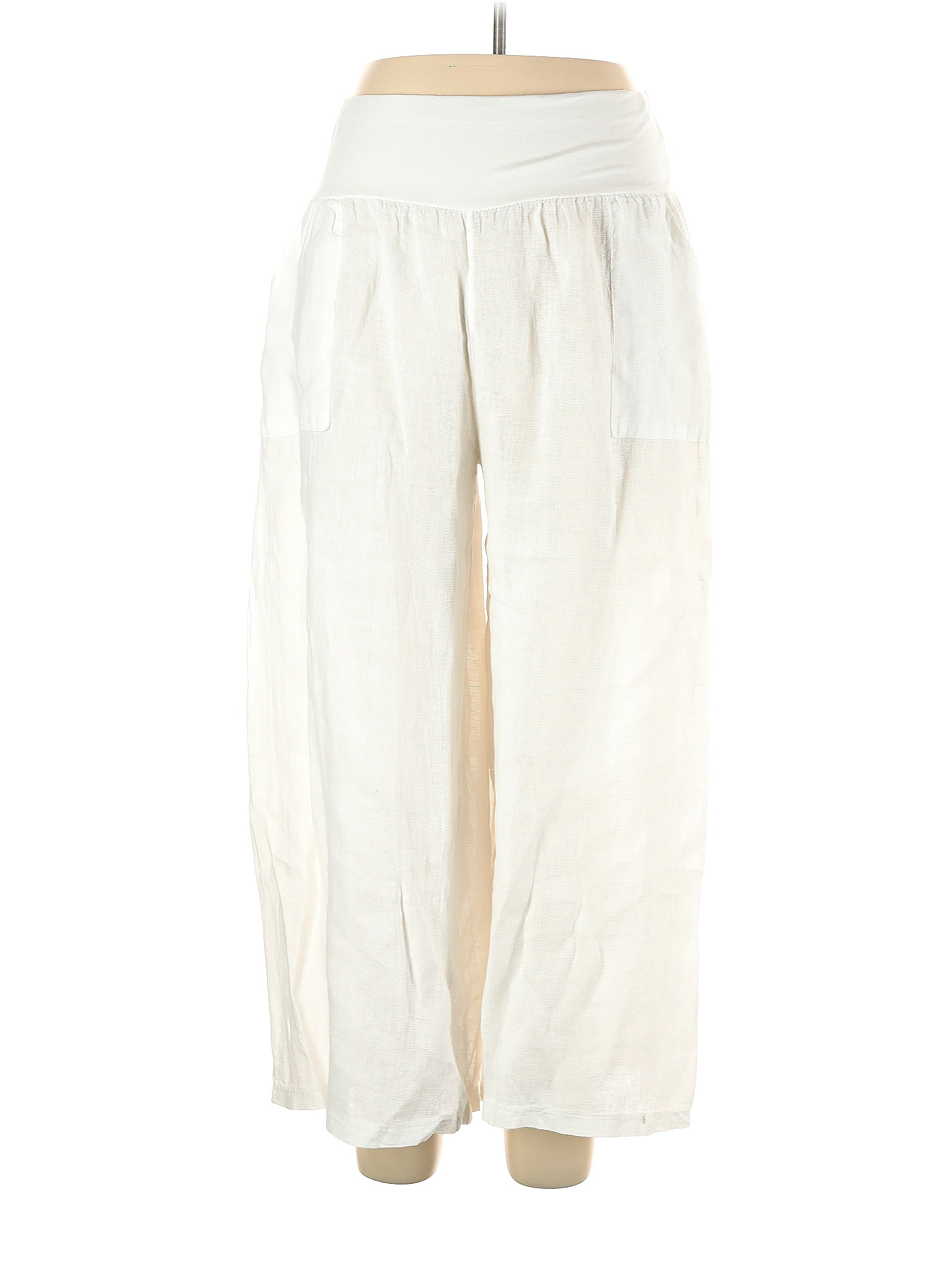 GiGi Moda 100% Linen Solid White Ivory Linen Pants 34 Waist - 70% off ...