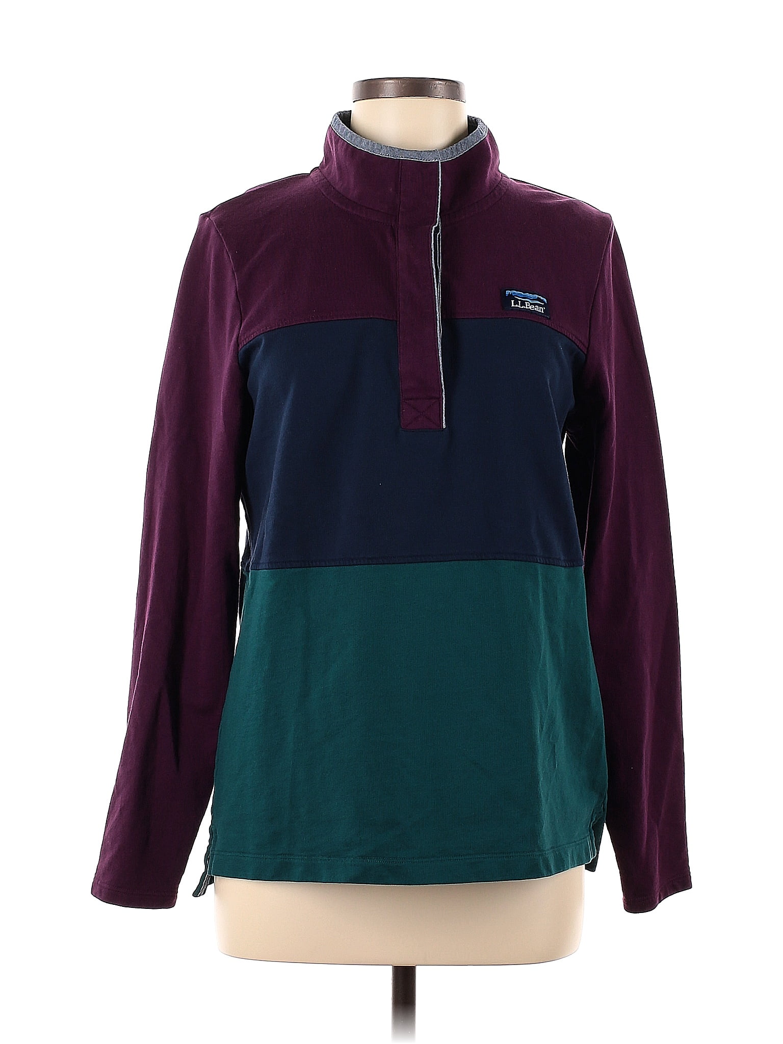 L.L.Bean 100% Cotton Color Block Teal Jacket Size M - 58% off | ThredUp