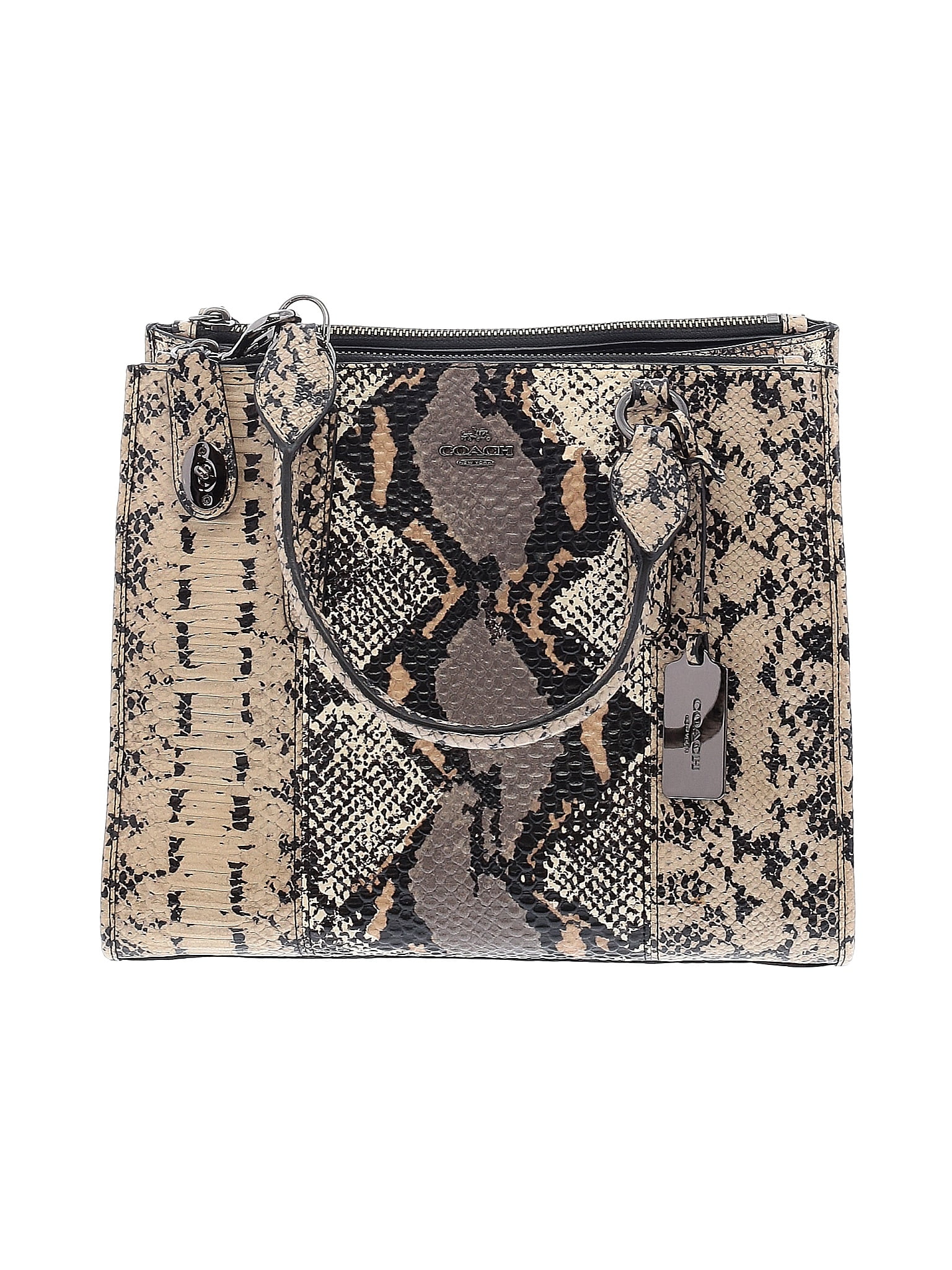 Coach Snake Print Tan Gold Satchel One Size - 73% off | ThredUp