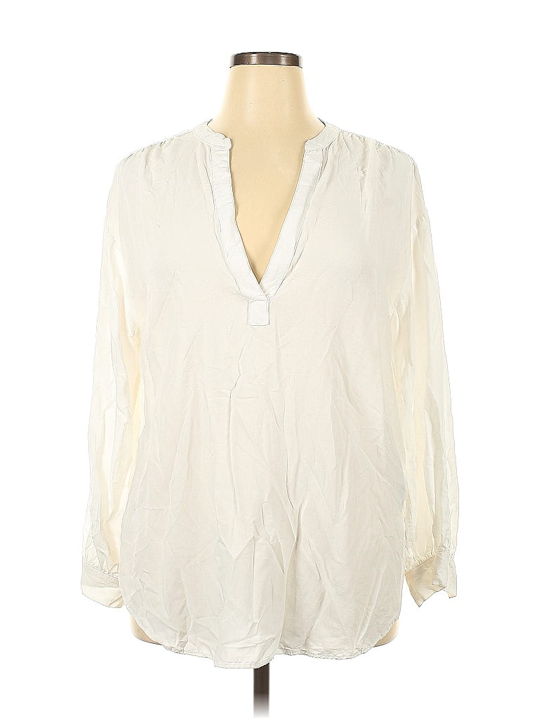 Gap Solid White Ivory Long Sleeve Blouse Size Xl 68 Off Thredup