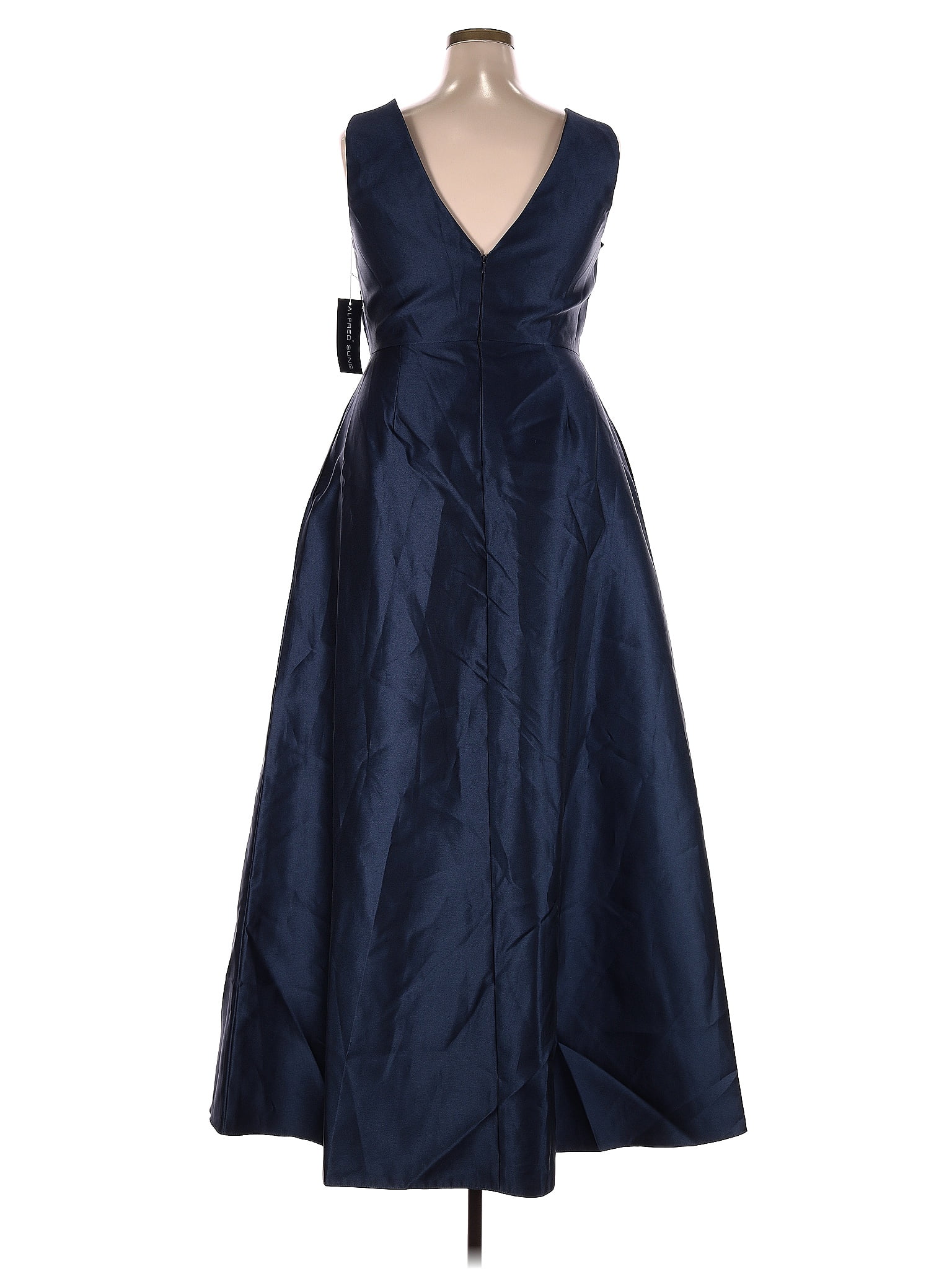 Alfred Sung 100 Polyester Solid Navy Blue Cocktail Dress Size 18 Plus