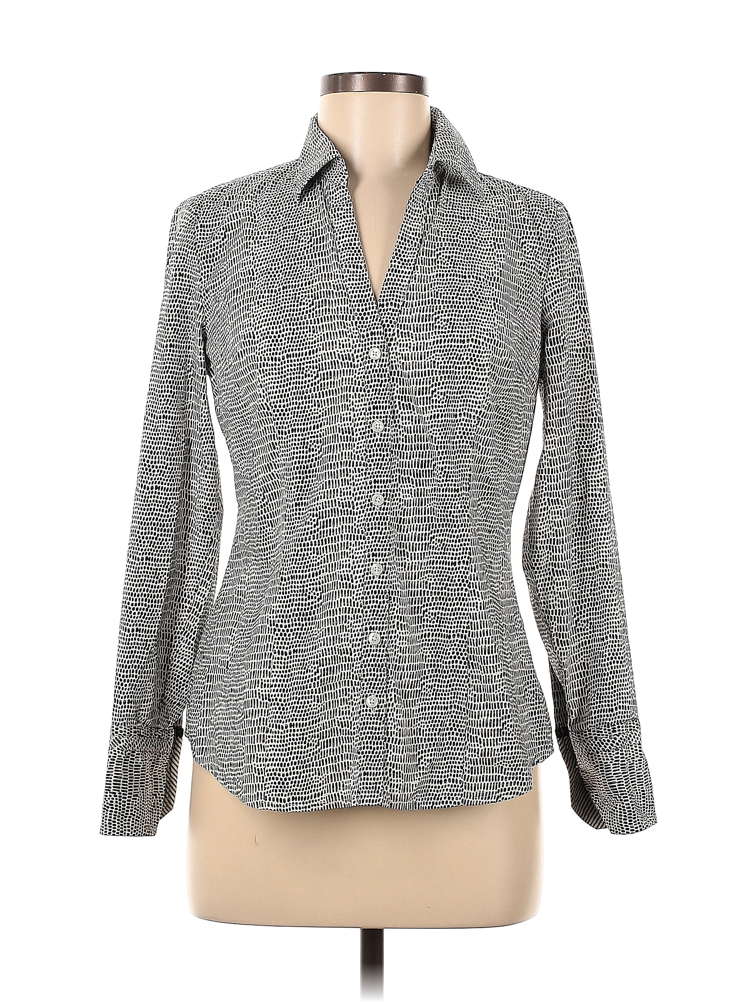Express Design Studio Multi Color Gray Long Sleeve Button-Down Shirt ...