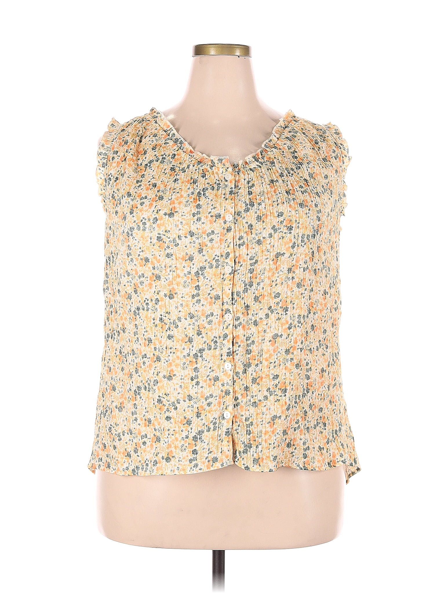Wonderly Floral Yellow Sleeveless Blouse Size 3x Plus 60 Off Thredup