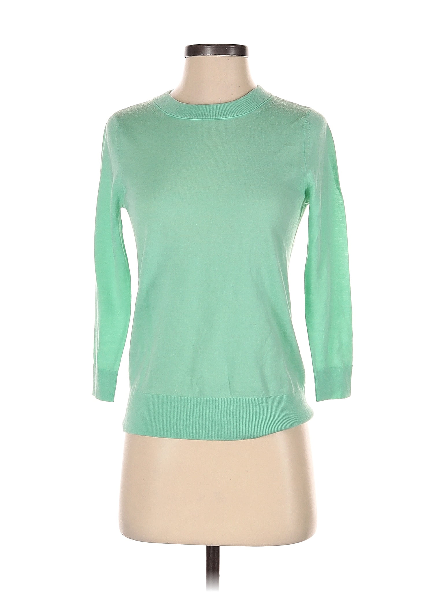 Club Monaco 100% Wool Color Block Solid Green Wool Pullover Sweater ...