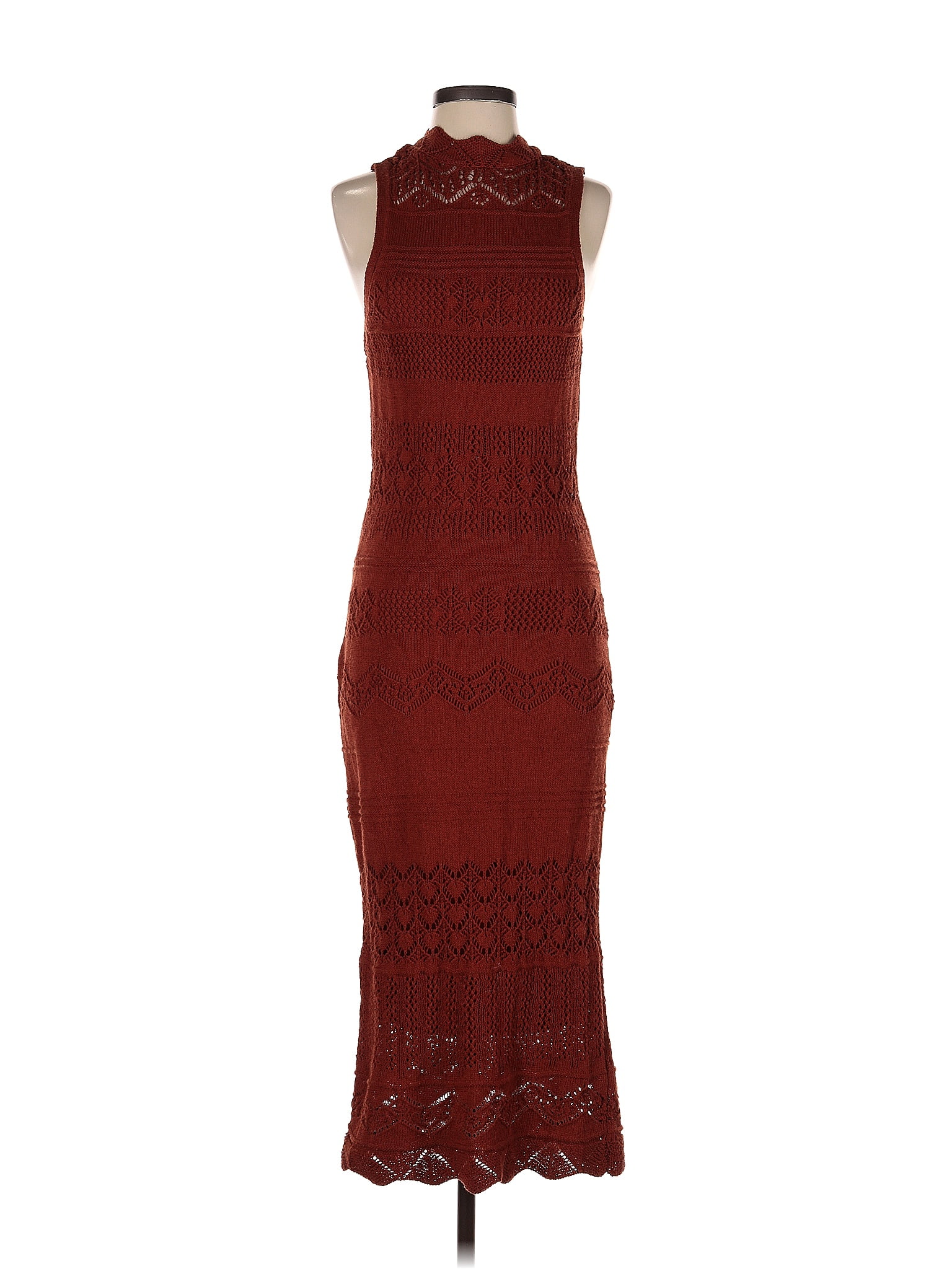 Anthropologie 100 Cotton Solid Maroon Burgundy Cocktail Dress Size S