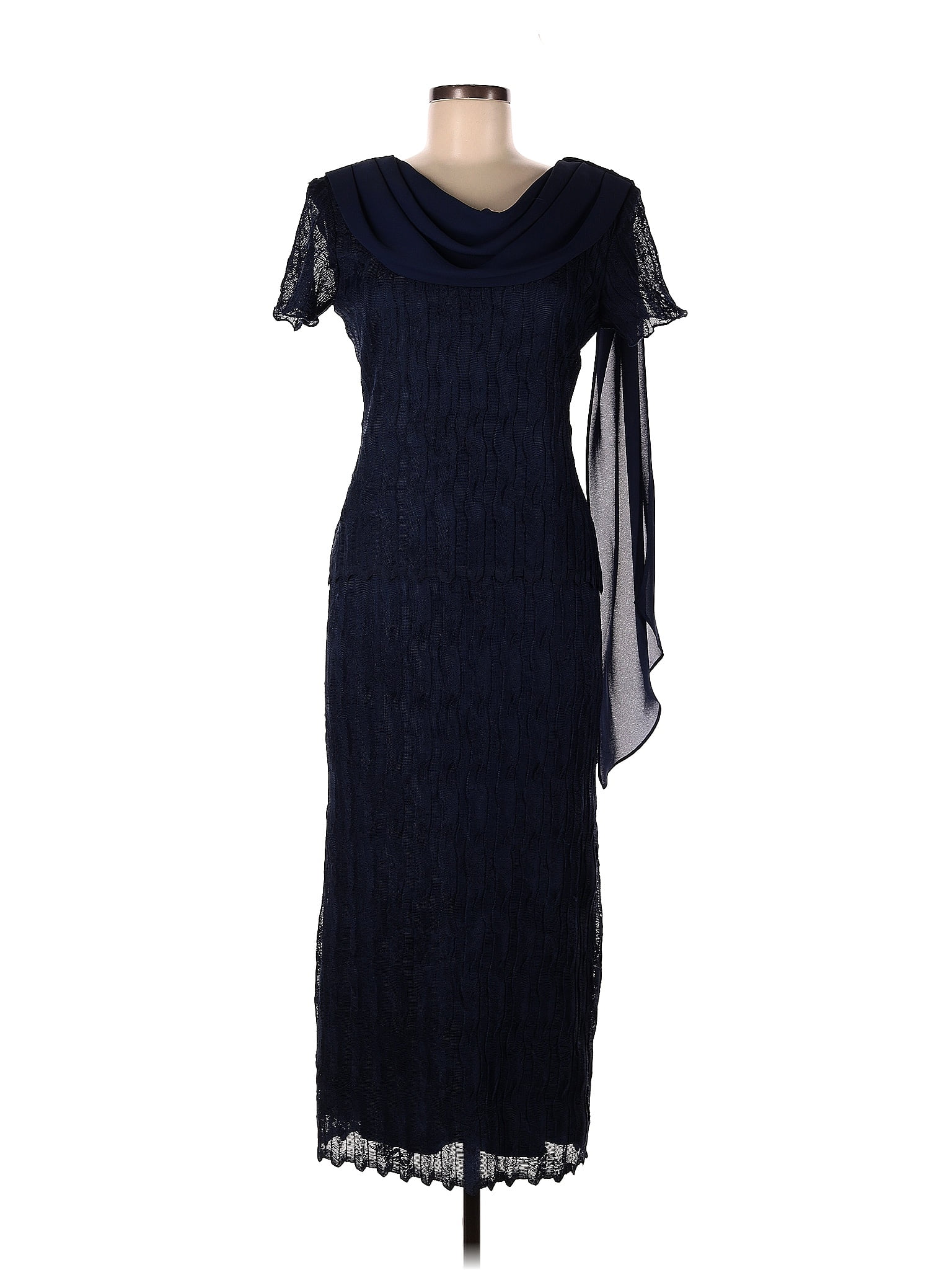 Helene Blake 100 Polyester Solid Navy Blue Cocktail Dress Size 10 53