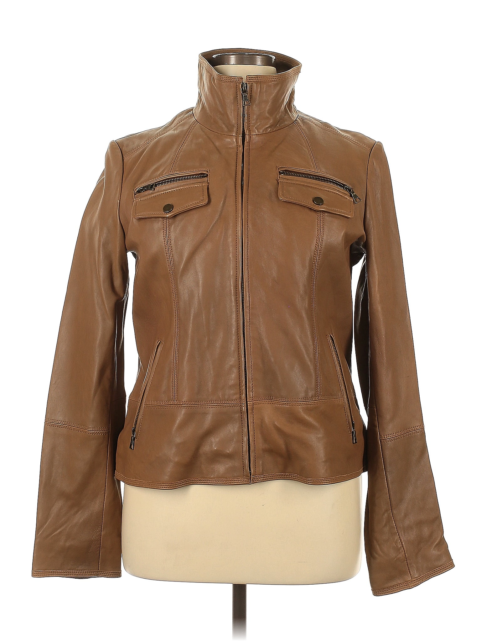 Tommy Hilfiger 100% Leather Solid Brown Leather Jacket Size XL - 77% off | ThredUp