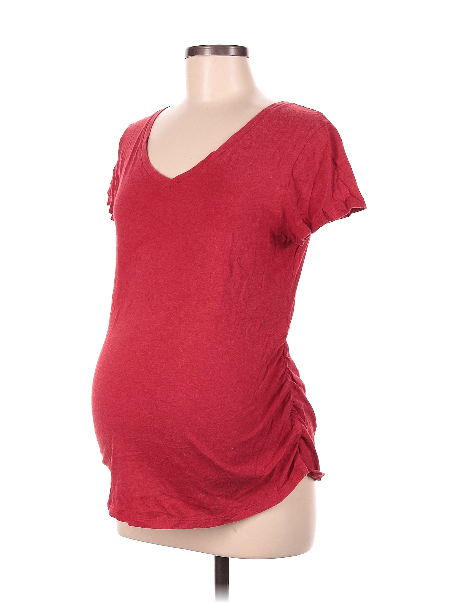 Isabel Maternity Solid Red Short Sleeve T-Shirt Size M (Maternity) - 37 ...