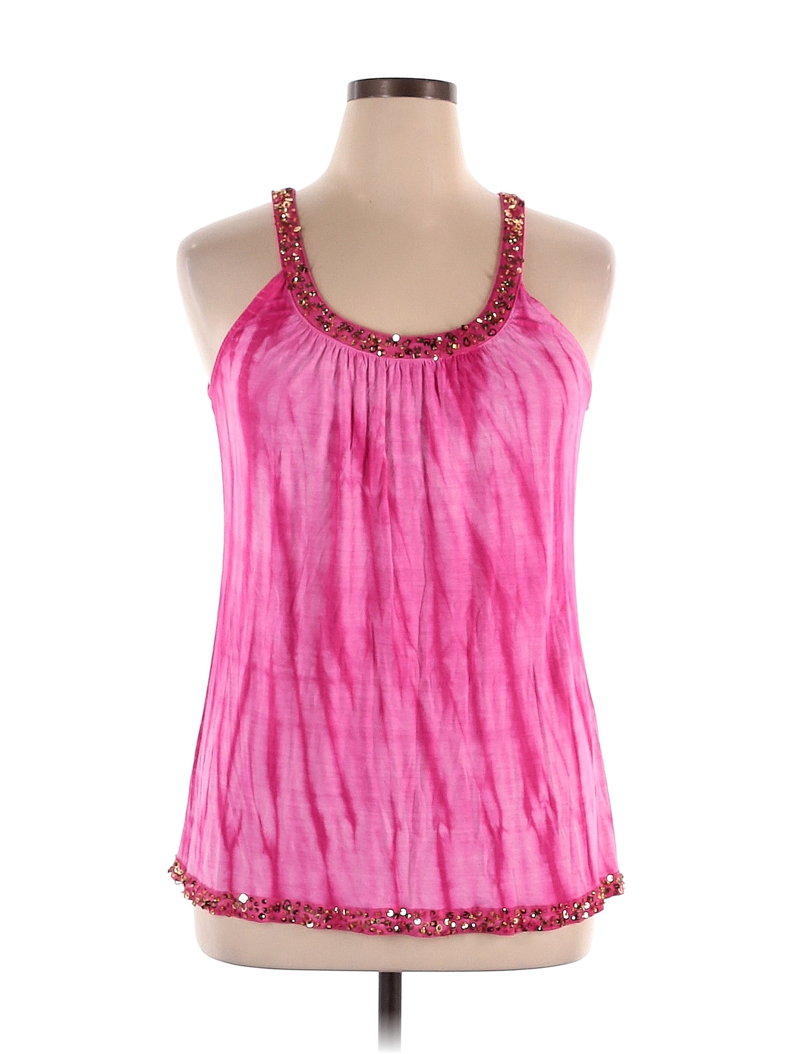 Inc International Concepts 100 Rayon Tie Dye Pink Sleeveless Top Size