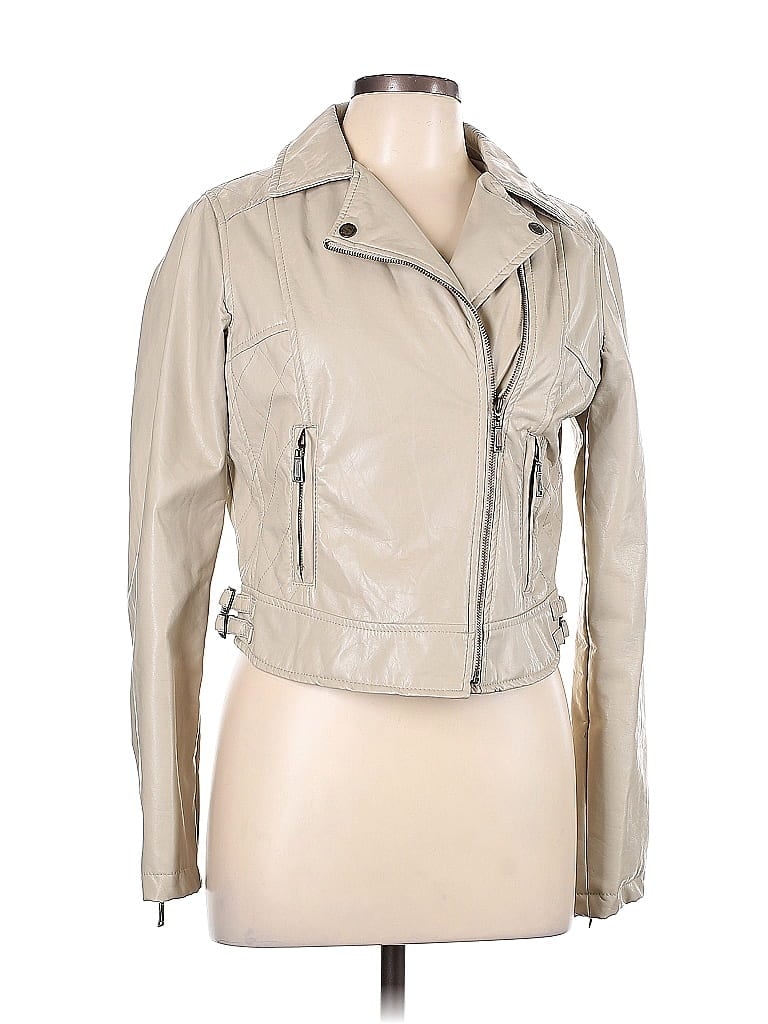 Odyn Tan Faux Leather Jacket Size L - 82% off | ThredUp