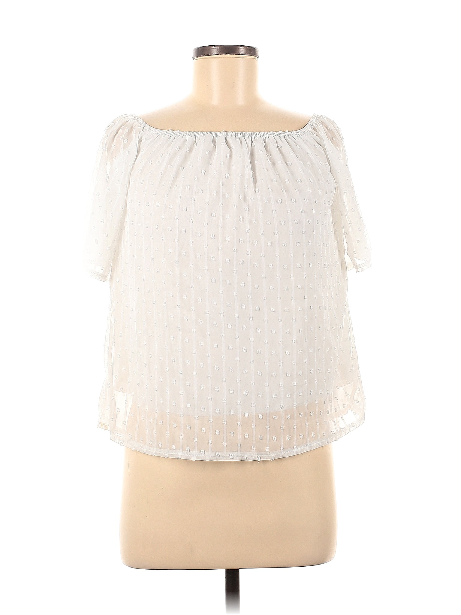 Shein White Ivory Short Sleeve Blouse Size M 62 Off Thredup
