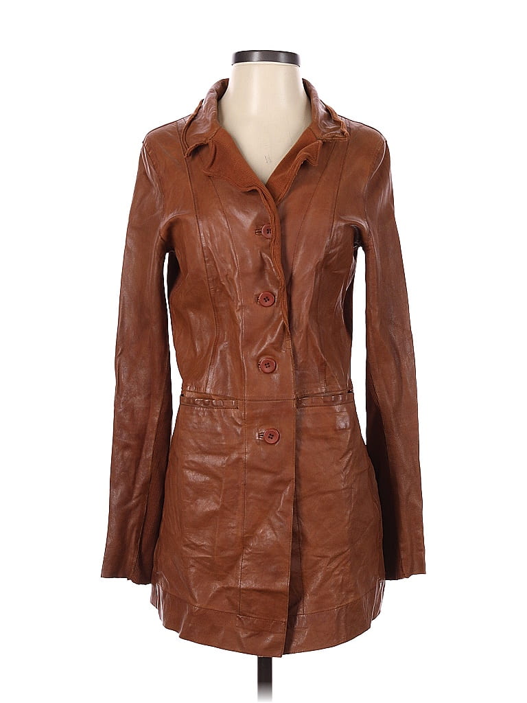 Hartly 100% Leather Solid Brown Leather Jacket Size XS - 82% off | ThredUp