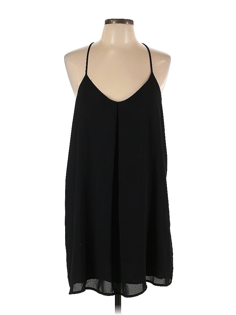 Forever 21 100 Polyester Solid Black Casual Dress Size L 51 Off