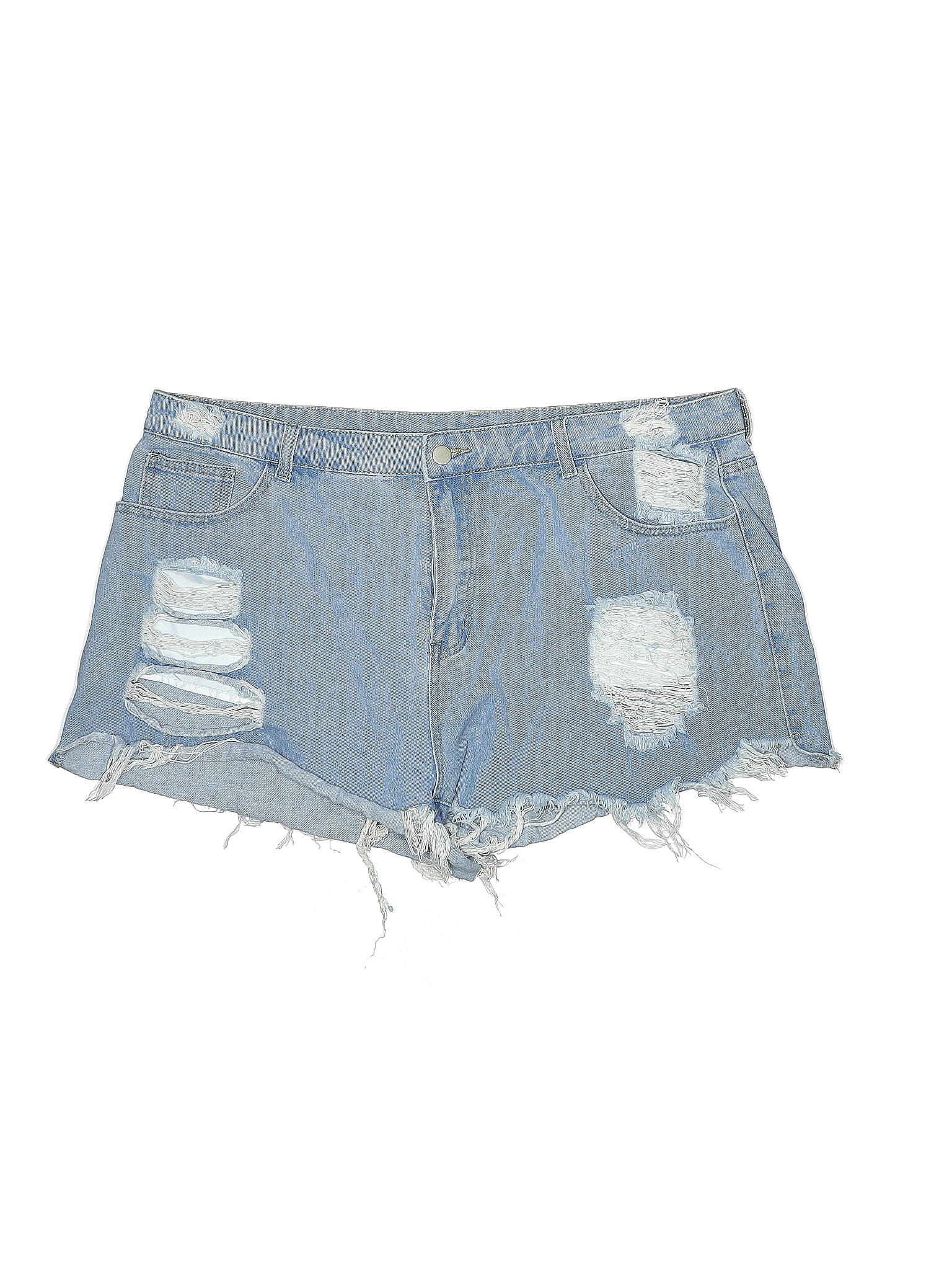 Shein Solid Blue Denim Shorts Size 3X (Plus) - 50% off | ThredUp