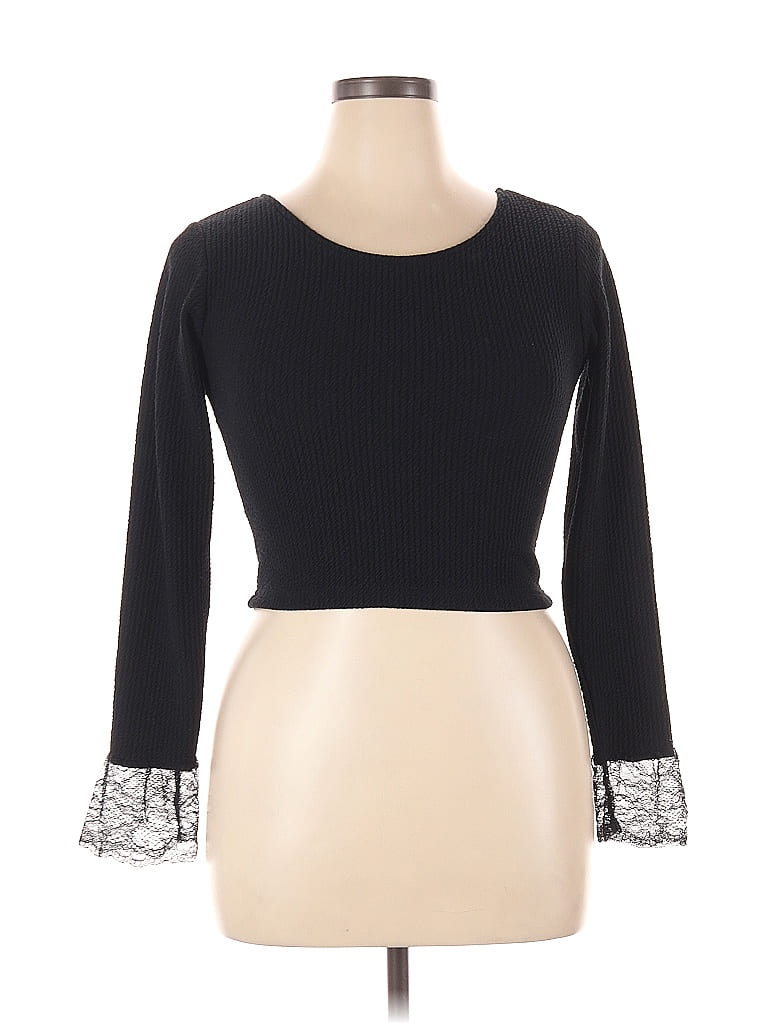 Dolls Kill 100% Polyester Solid Black Long Sleeve Blouse Size XL - 58% ...