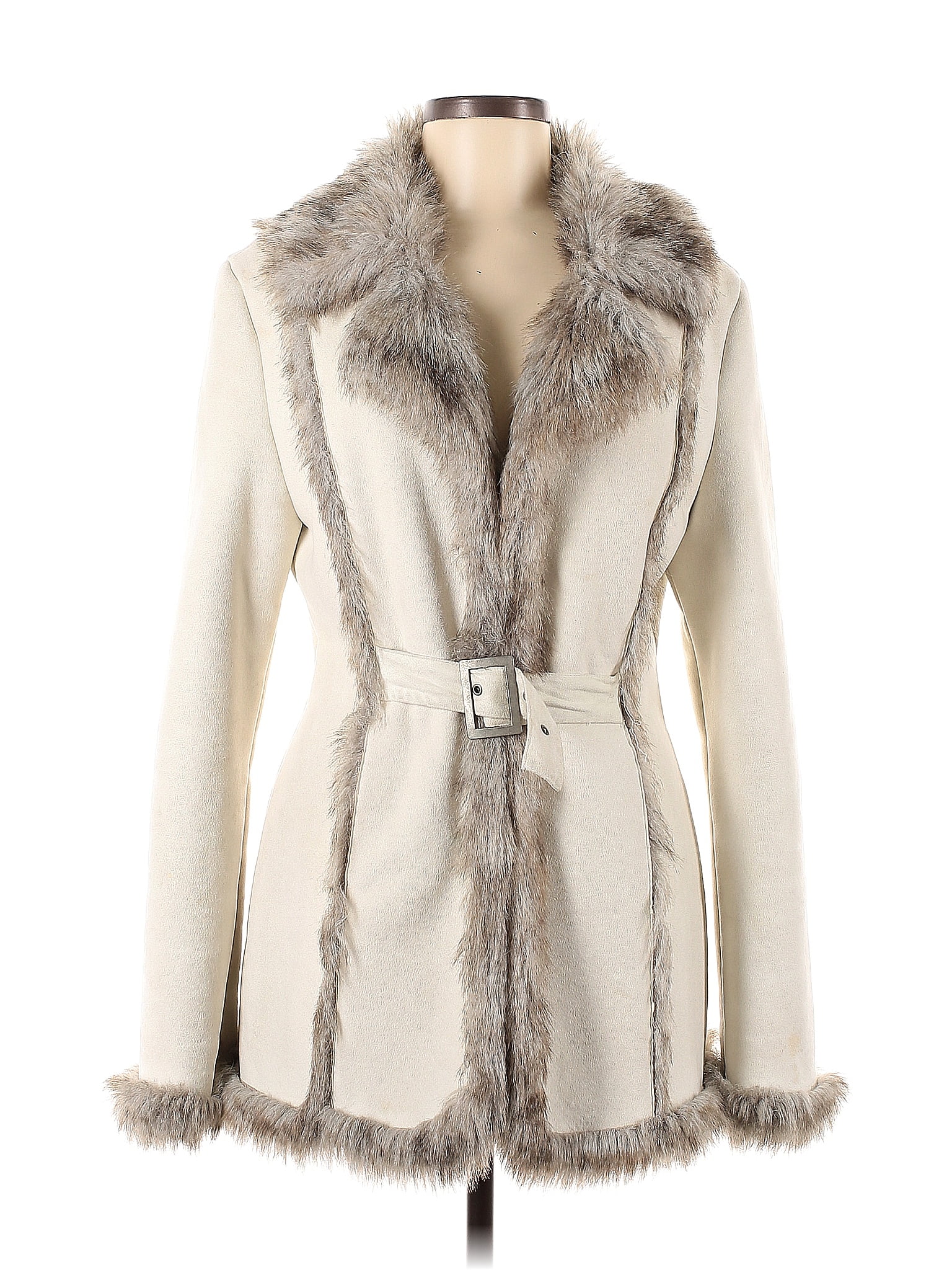 Bebe Solid Ivory Coat Size M - 72% off | ThredUp