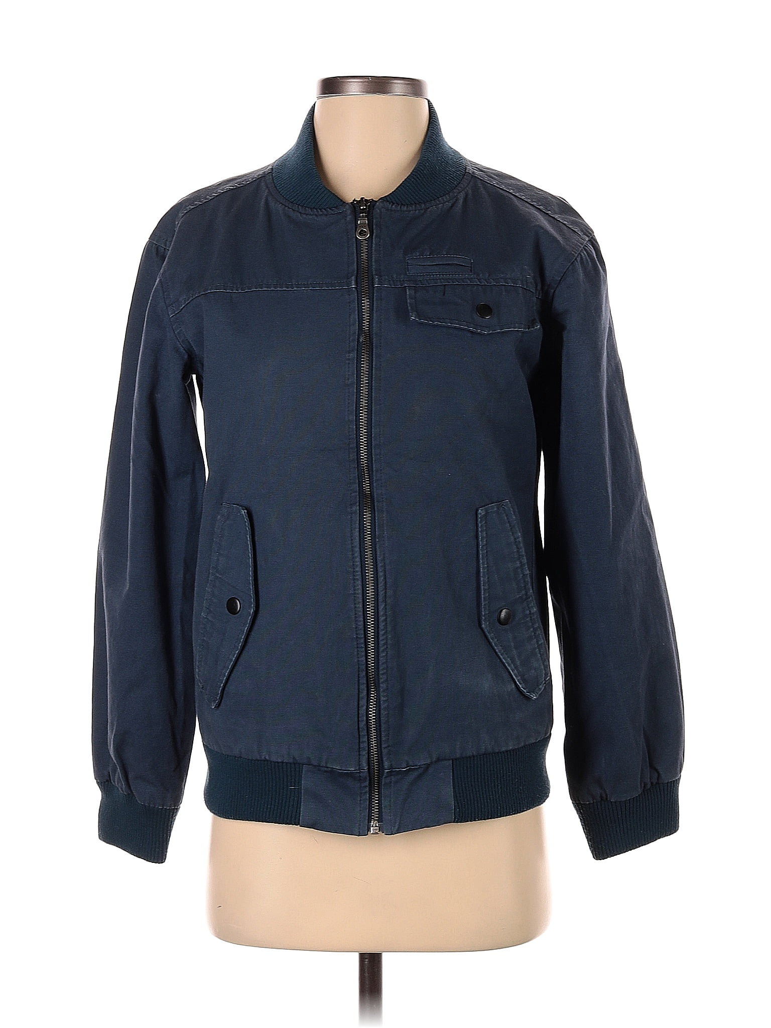 Bridge & Burn 100% Cotton Solid Blue Jacket Size S - 36% off | ThredUp