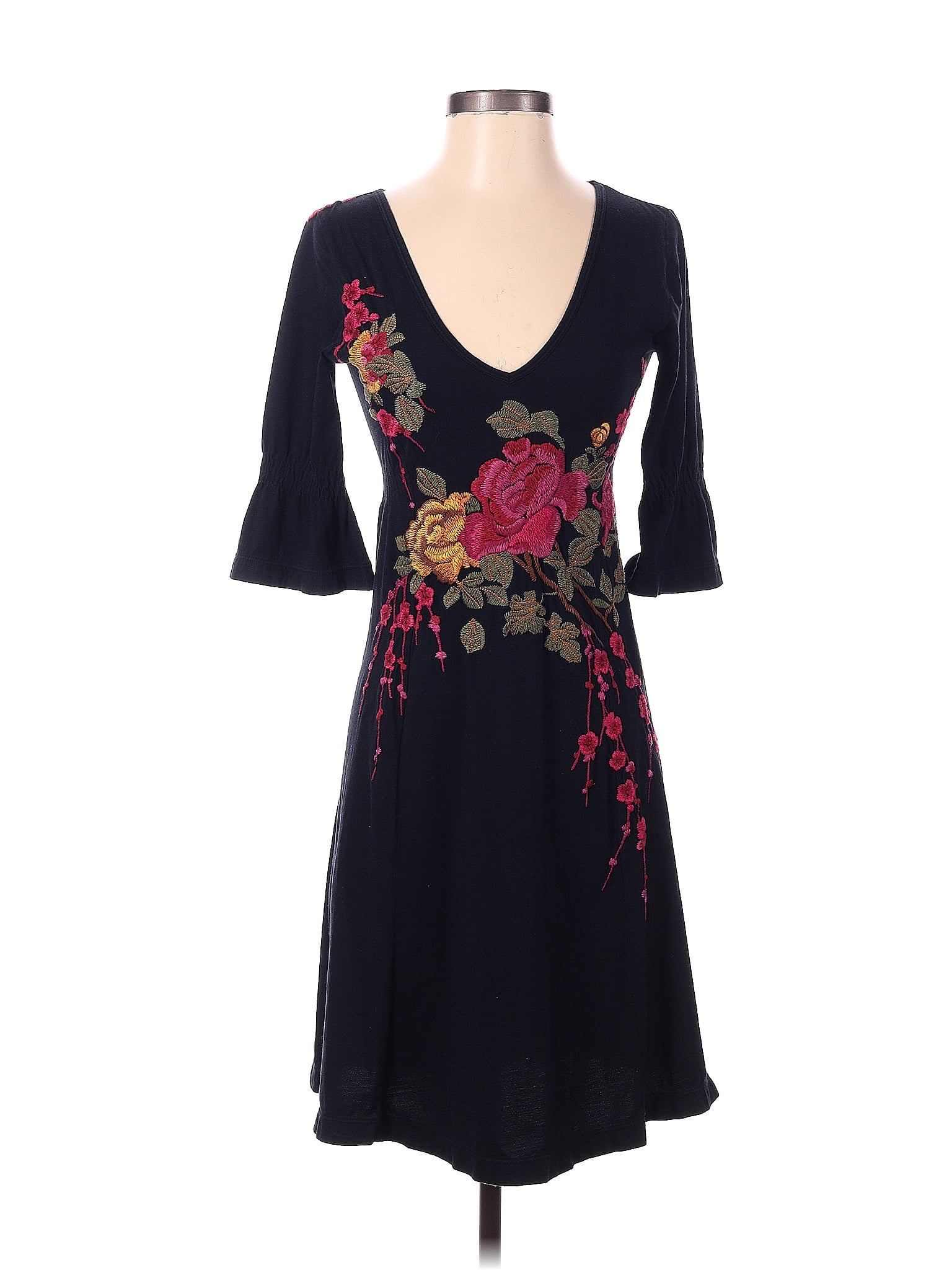 JW Los Angeles 100% Cotton Floral Black Cocktail Dress Size XS - 64% ...