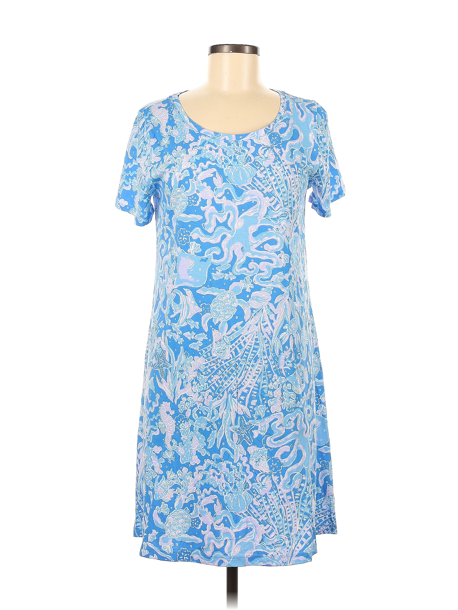 Lilly Pulitzer 100 Cotton Blue Casual Dress Size M 63 Off Thredup