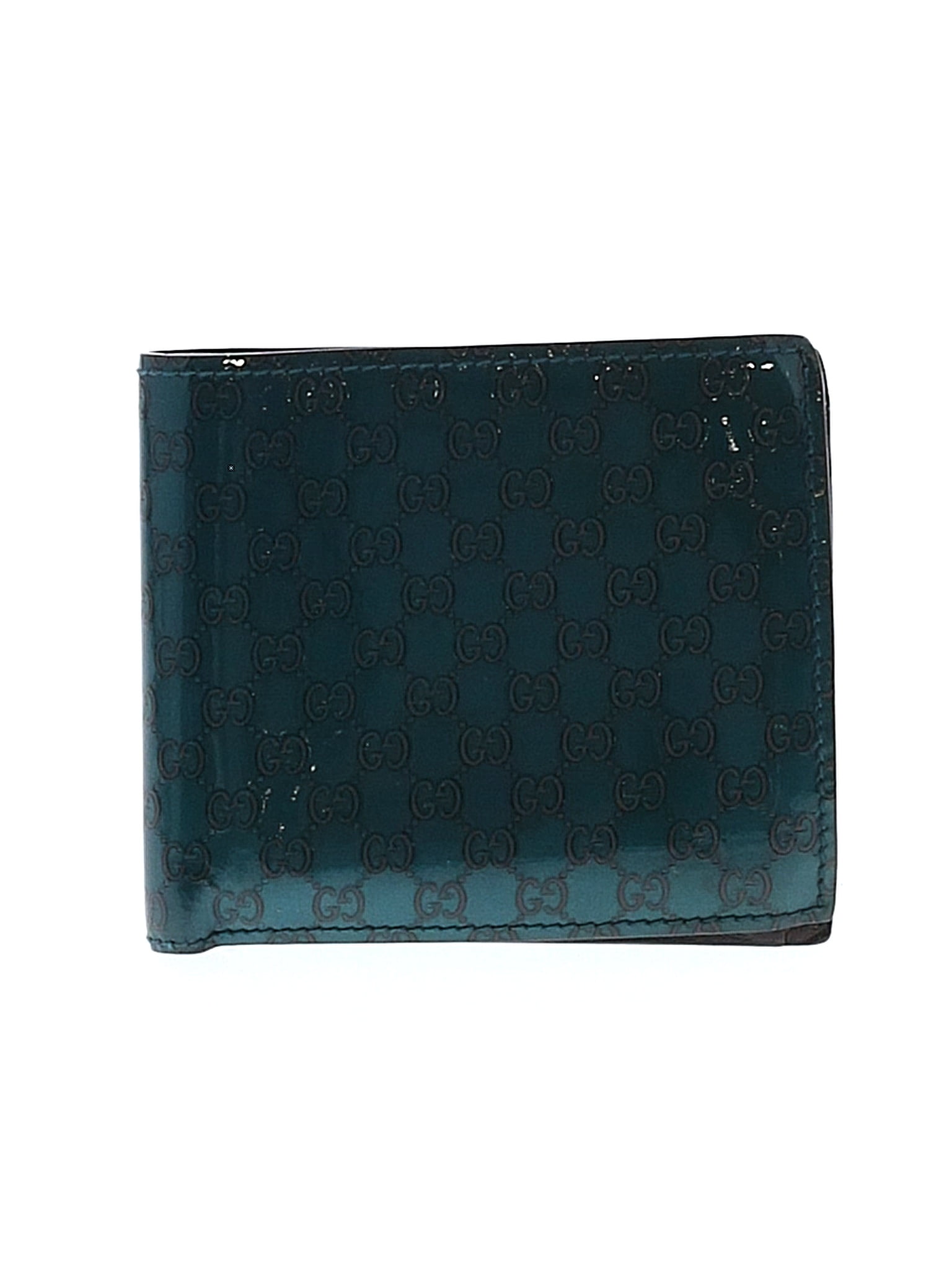 Gucci 100% Leather Teal Bifold Wallet Microguccissima Patent Compact ...
