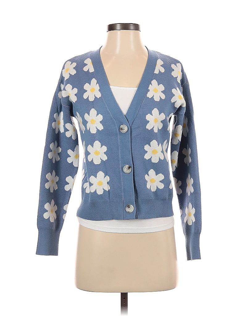 Willow & Wind Color Block Floral Blue Cardigan Size S - 51% off | ThredUp
