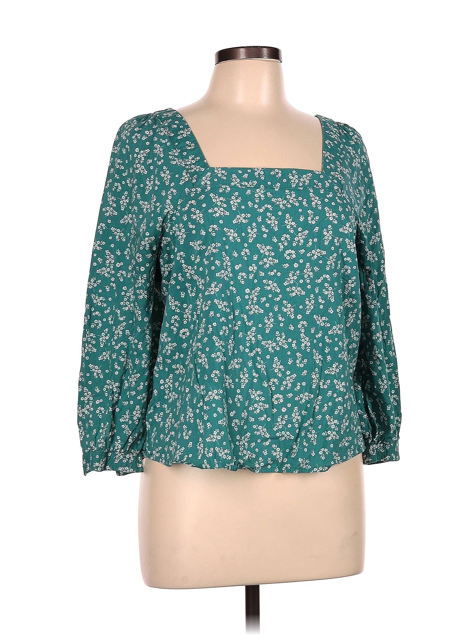 A N A A New Approach Floral Teal Long Sleeve Blouse Size L 56 Off