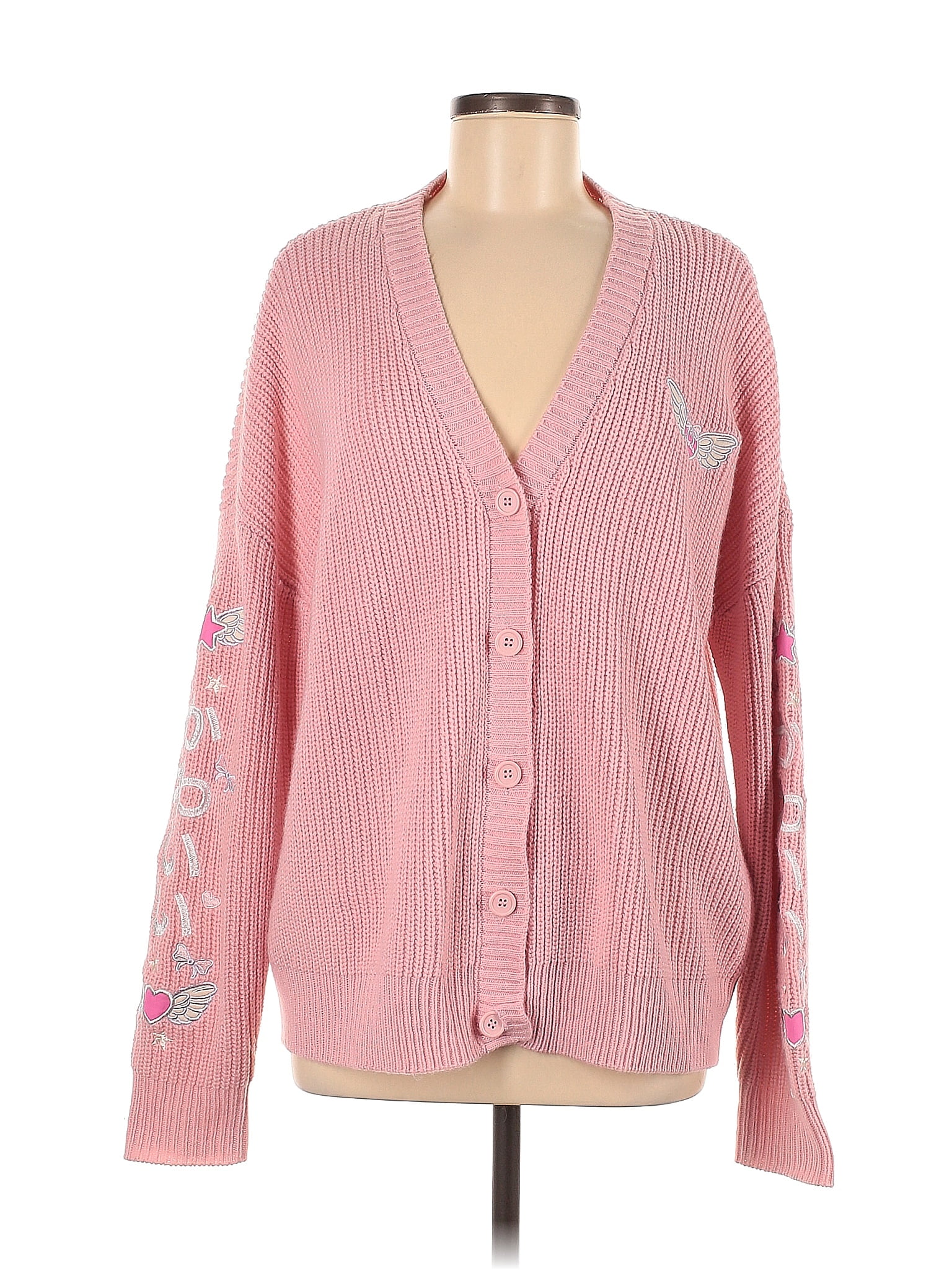 Hot Topic 100% Acrylic Color Block Solid Pink Cardigan Size M - 54% off ...