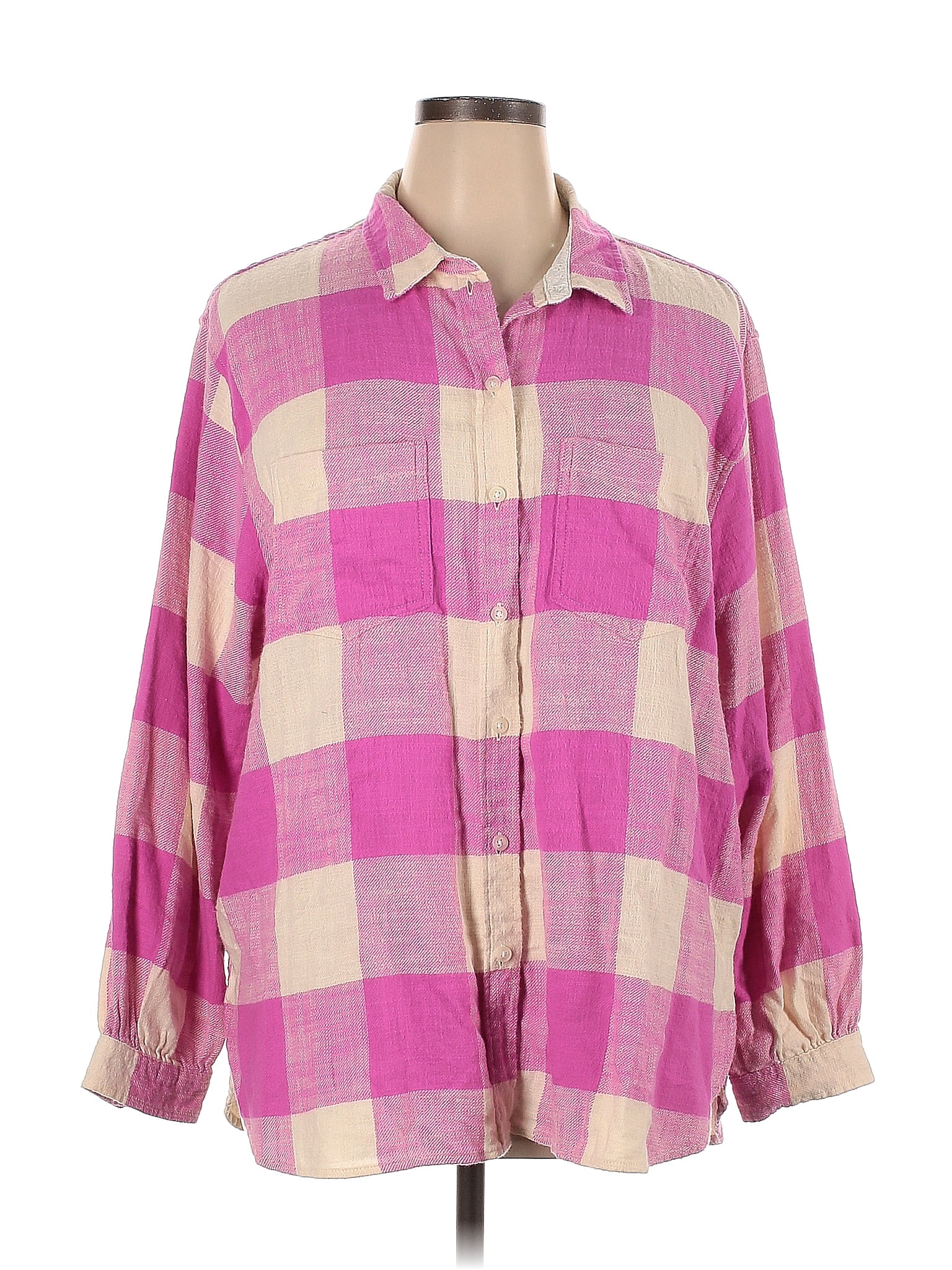 American Eagle Outfitters 100 Cotton Checkered Gingham Pink Long