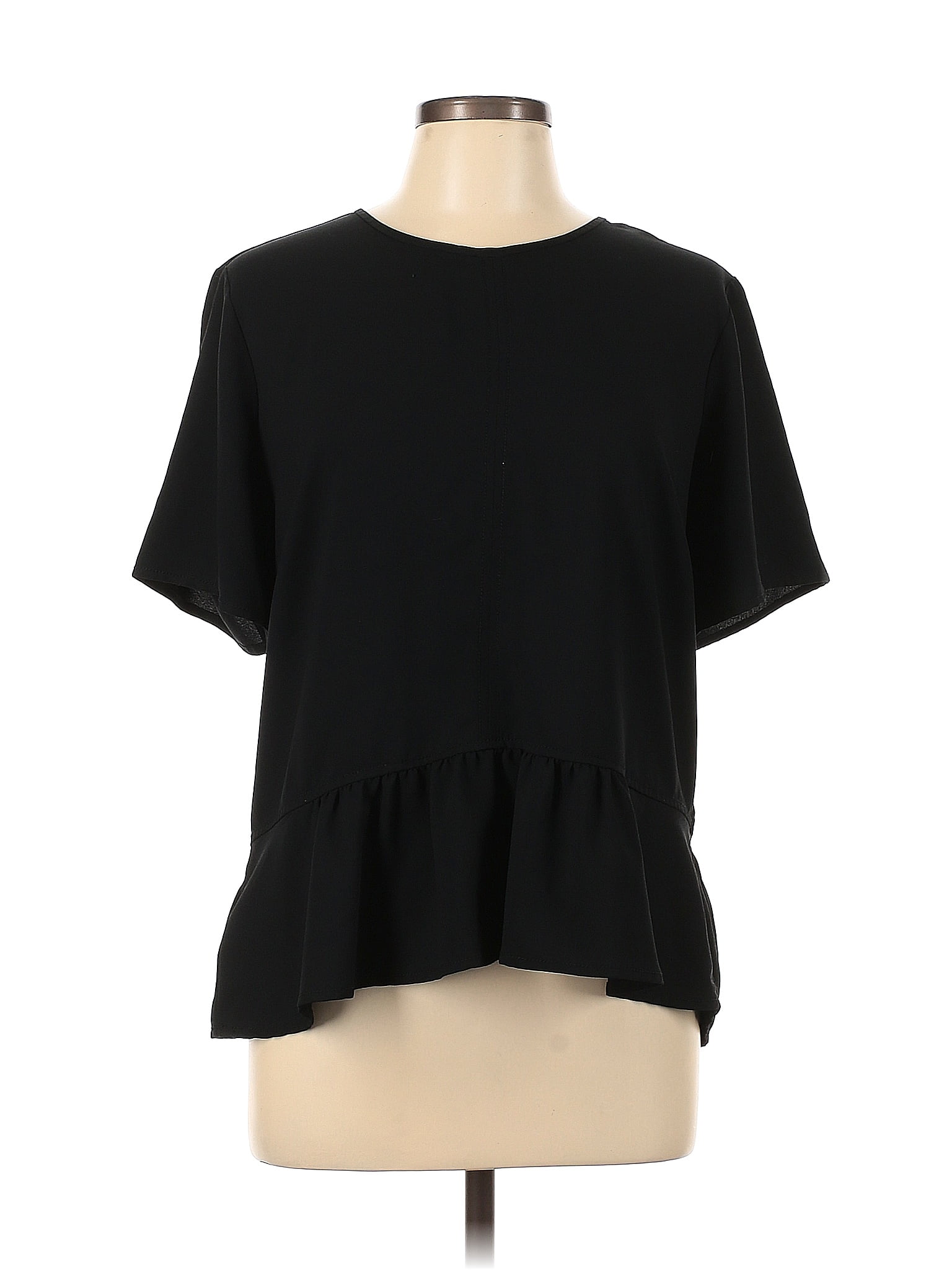 Ann Taylor 100 Polyester Black Short Sleeve Blouse Size L 73 Off