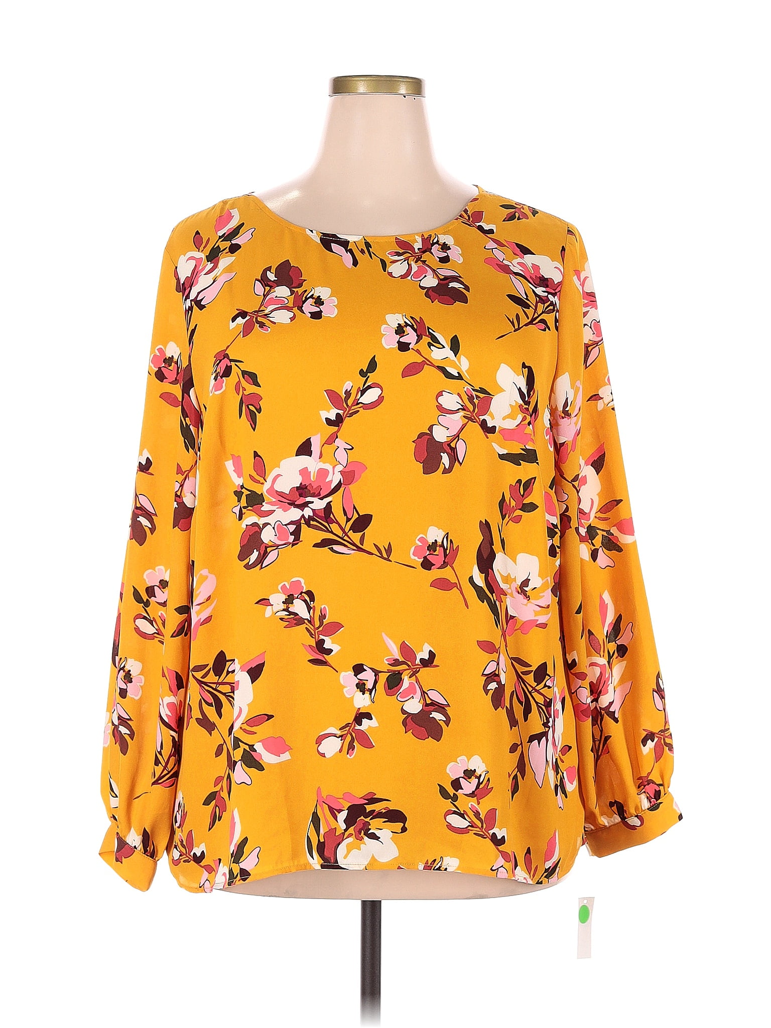 Talbots Outlet 100% Polyester Yellow Long Sleeve Blouse Size 2X (Plus ...