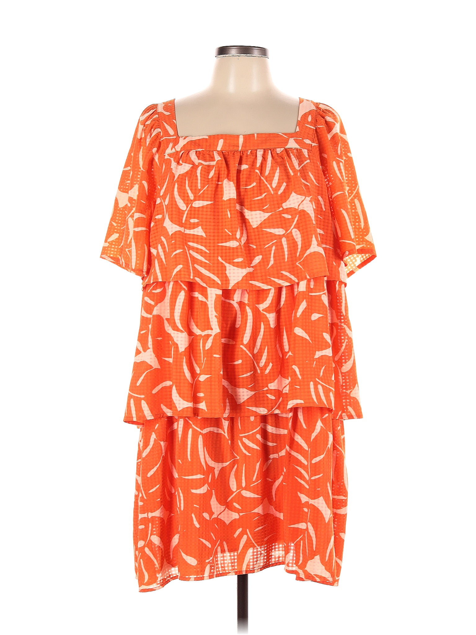 Who What Wear 100 Polyester Orange Casual Dress Size L 52 Off Thredup