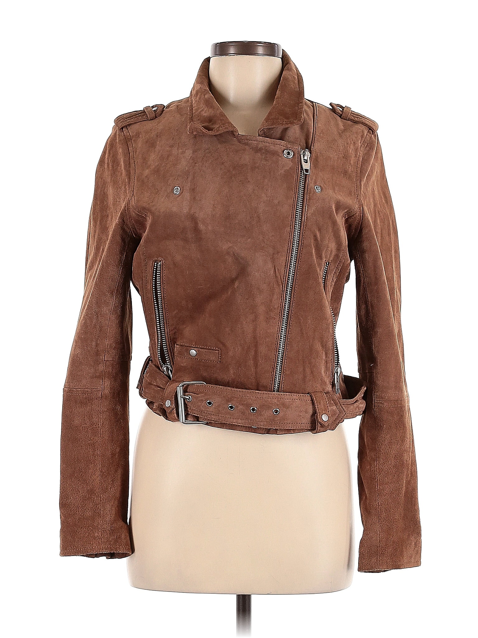 Blank NYC 100% Leather Solid Brown Leather Jacket Size M - 68% off | ThredUp