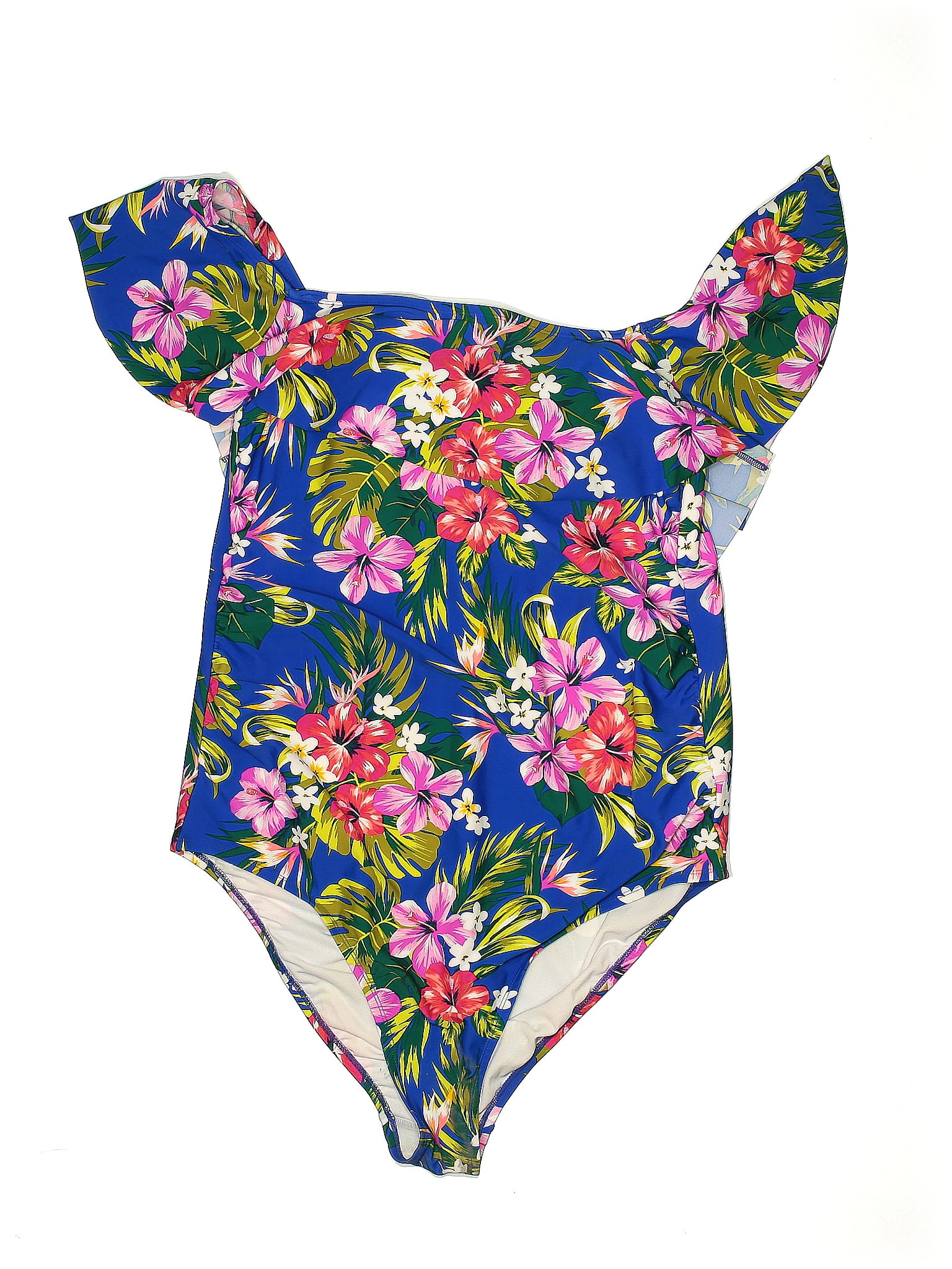 Kona Sol Floral Multi Color Blue One Piece Swimsuit Size 22 (Plus) - 39 ...