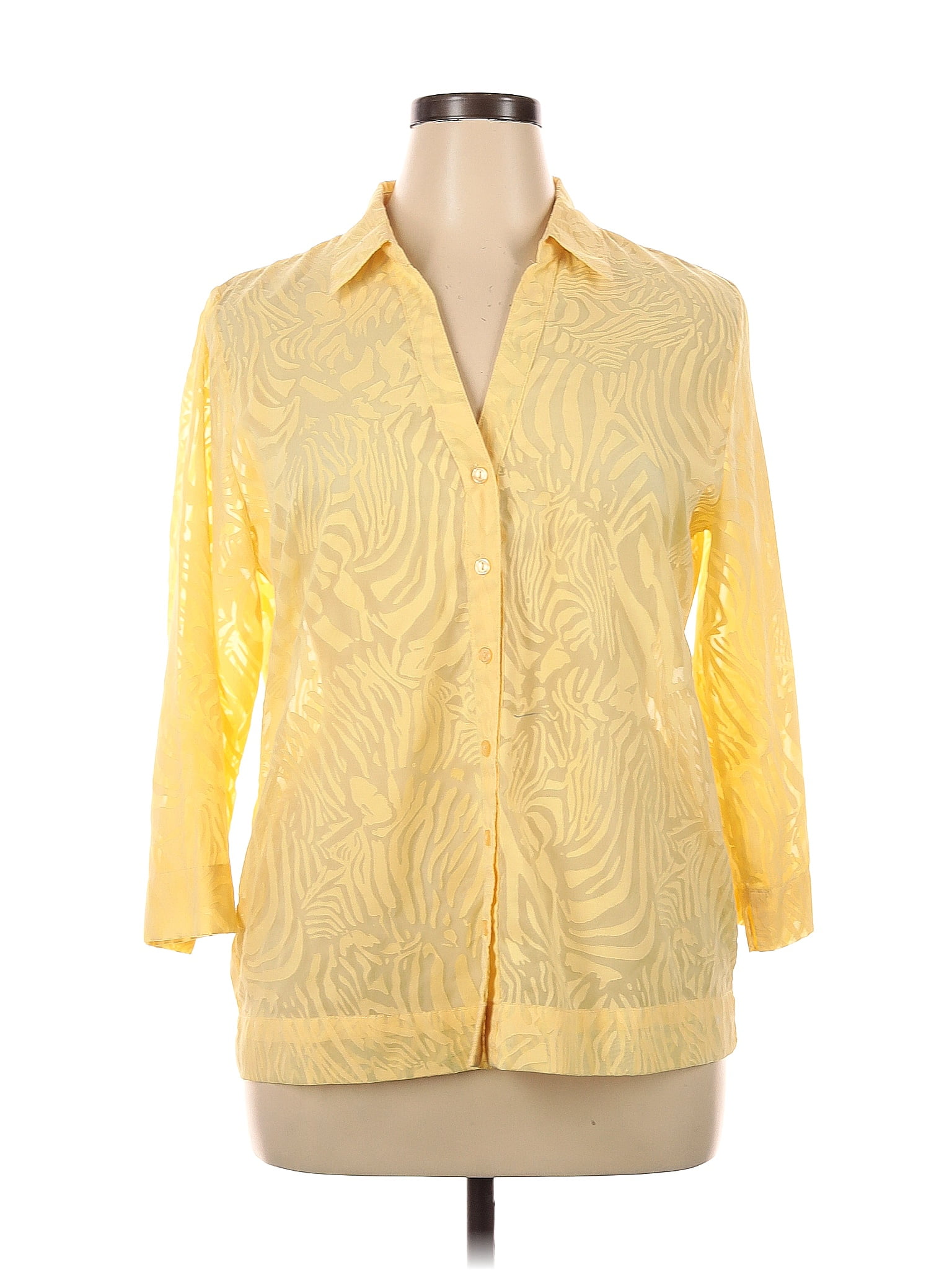 Studio Works Tropical Yellow 3/4 Sleeve Blouse Size XL - 50% off | ThredUp