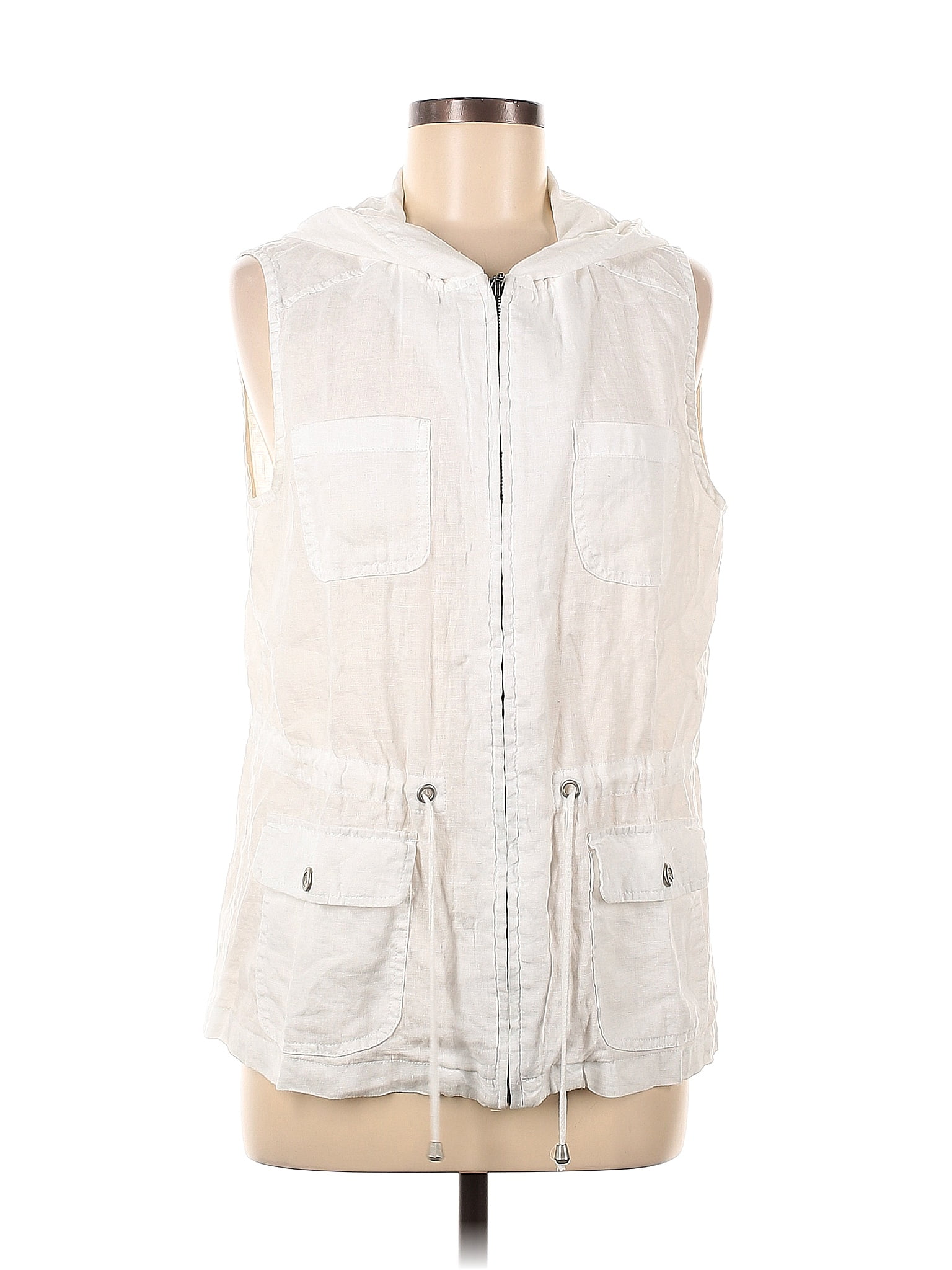 St. Tropez West 100% Linen Solid White Vest Size M - 68% off | ThredUp
