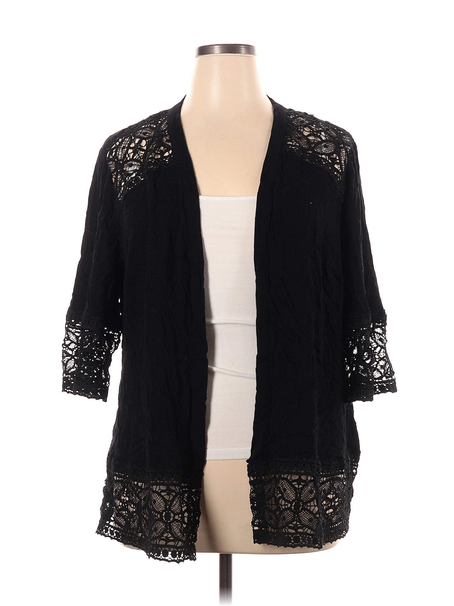 NY Collection 100% Rayon Solid Black Kimono Size 2X (Plus) - 68% off | ThredUp